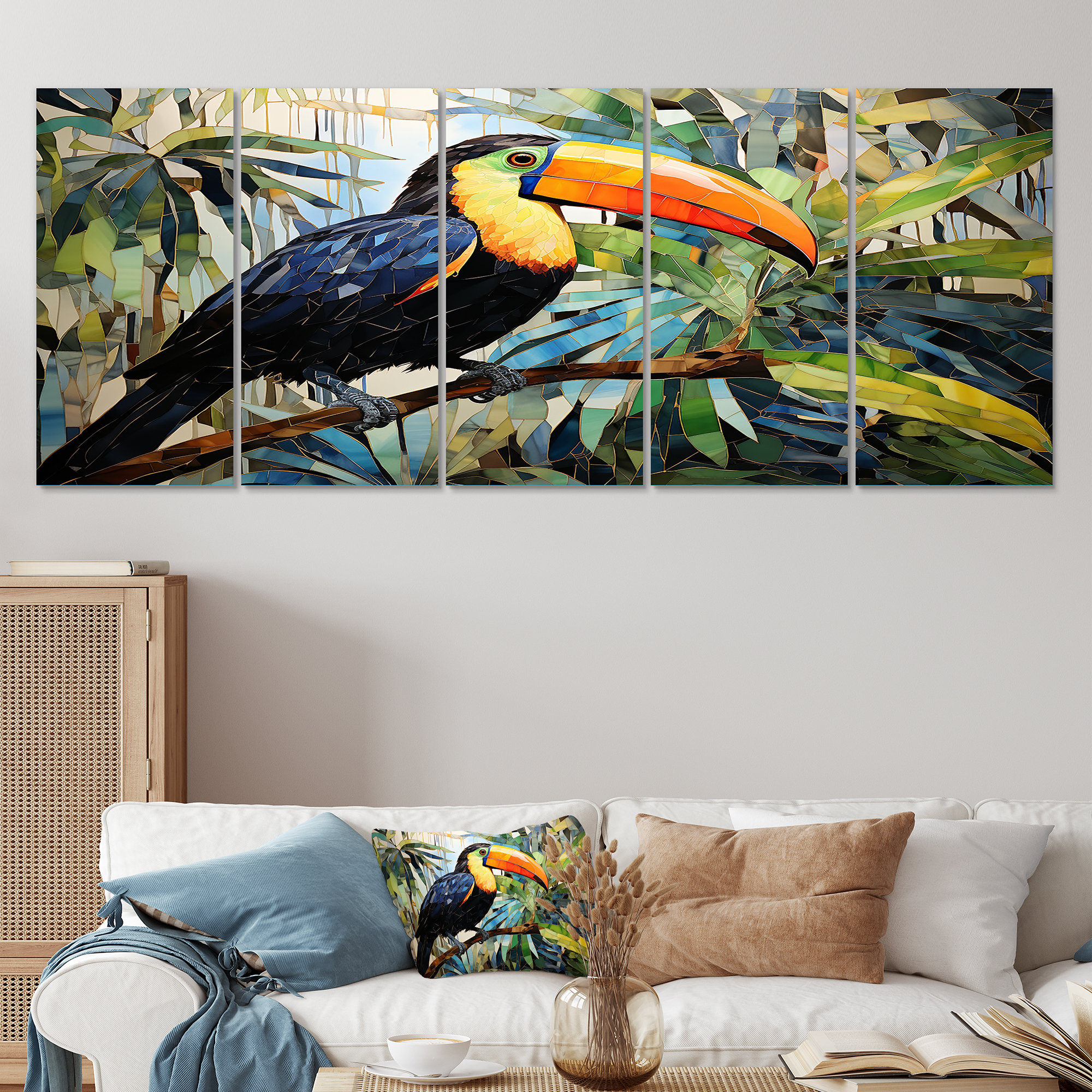 Bay Isle Home™ Yellow And Green Toucan Mosaic III - Toucan 5 Piece Wall ...