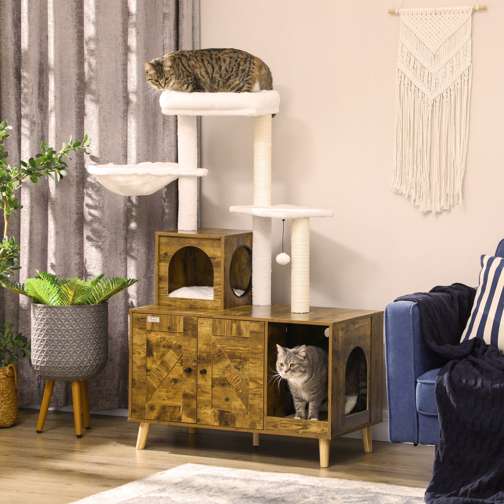 Tucker Murphy Pet™ Versatile Indoor Cat Condo With Integrated Litter ...