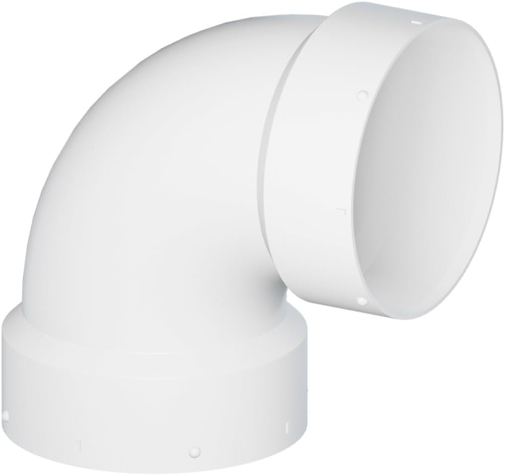 Supply Giant 6 in. White PVC DWV 1/4 Bend 90-Degree Elbow, Hub x Hub ...