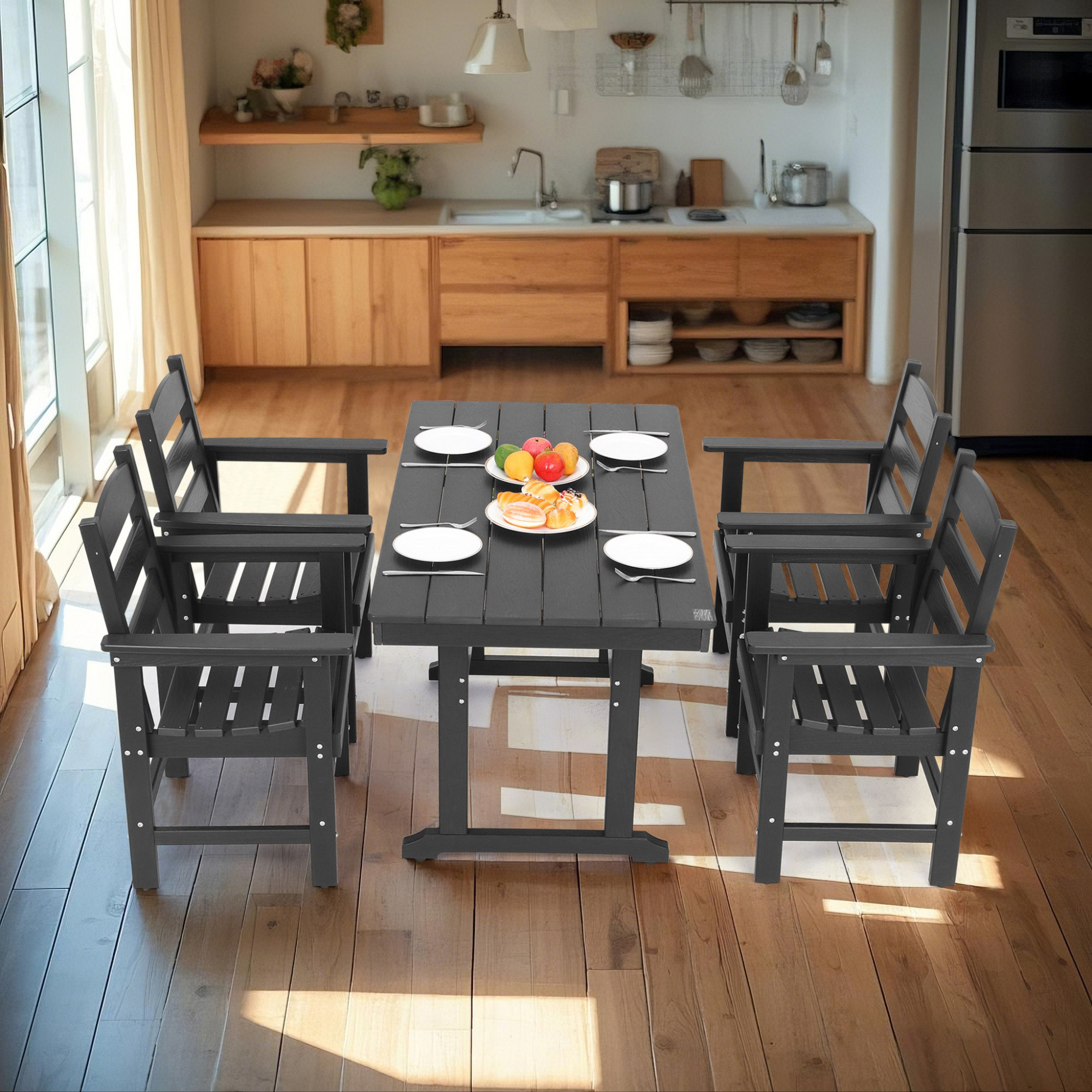 Red Barrel Studio® 5 Piece HDPE Patio Outdoor Furniture Set For 4 | Wayfair