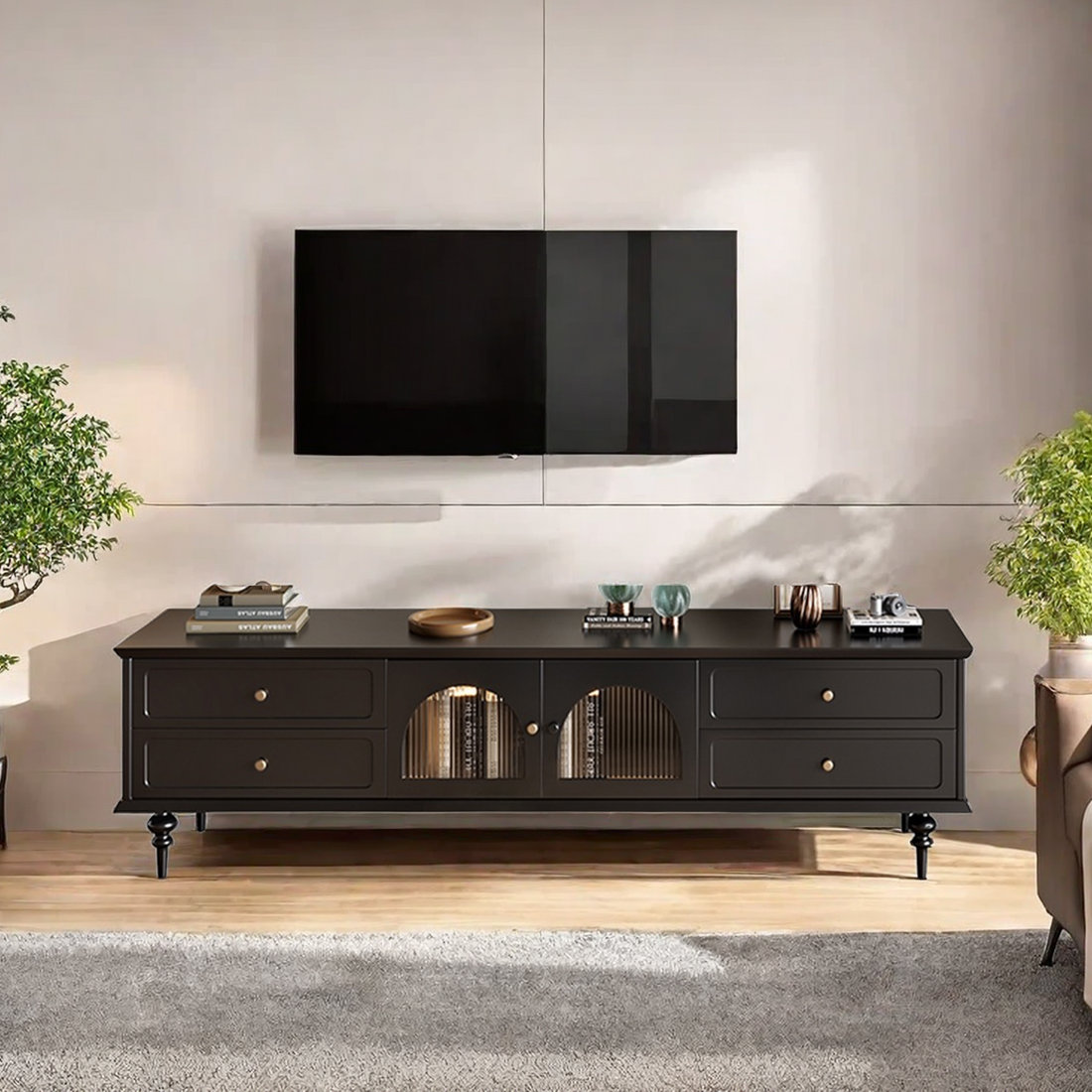 Aurora Craft Black High-Quality Birch TV Stand - Wayfair Canada