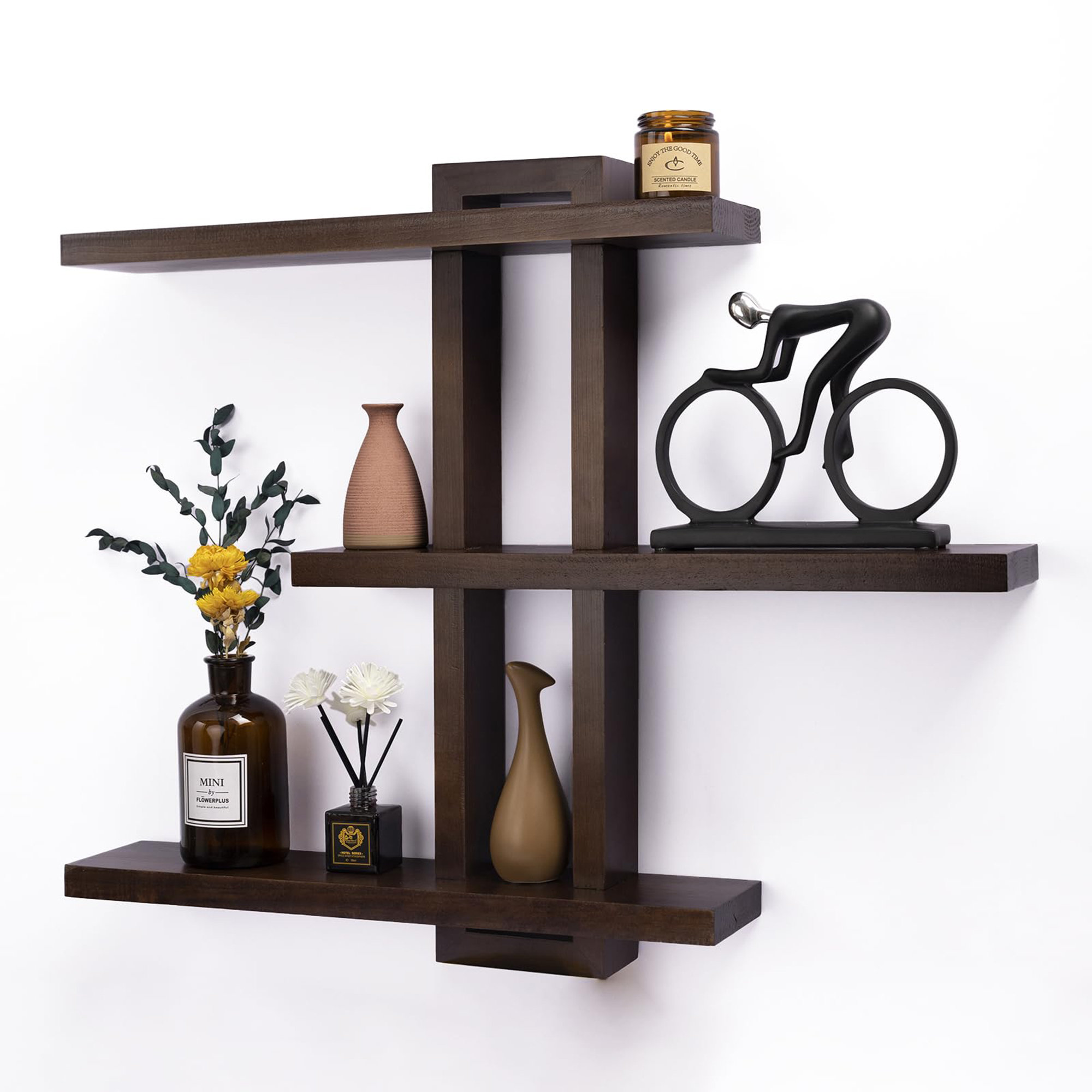 Latitude Run® Rashanda 3 Piece Pine Solid Wood Floating Shelf & Reviews ...