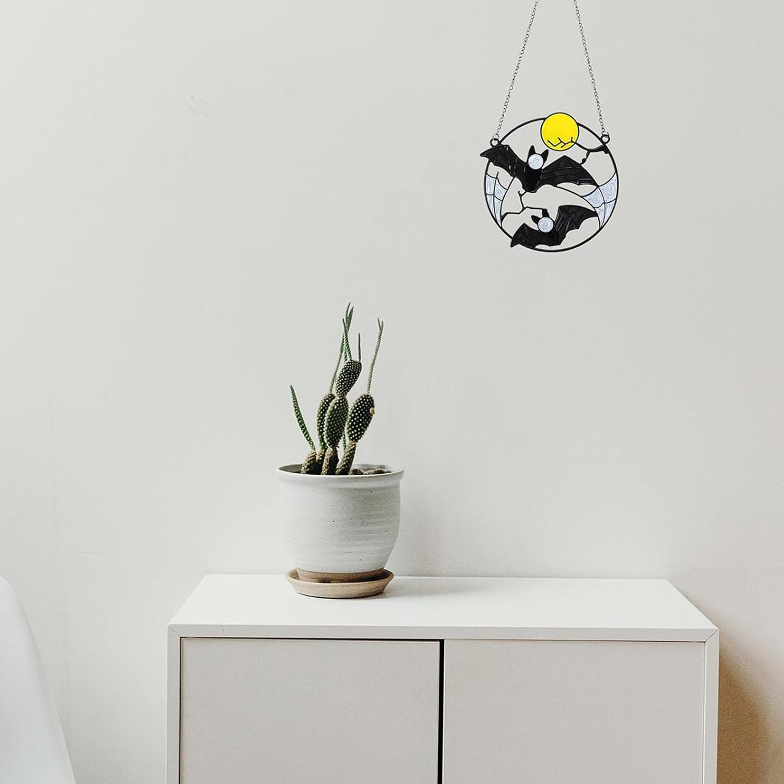 Winston Porter Bat Decor Stained Enamel Metal Bat Moon Hanging ...