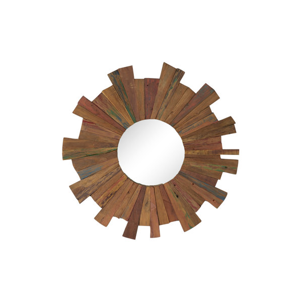 Highland Dunes Micaela Wood Asymmetrical Wall Mirror | Wayfair