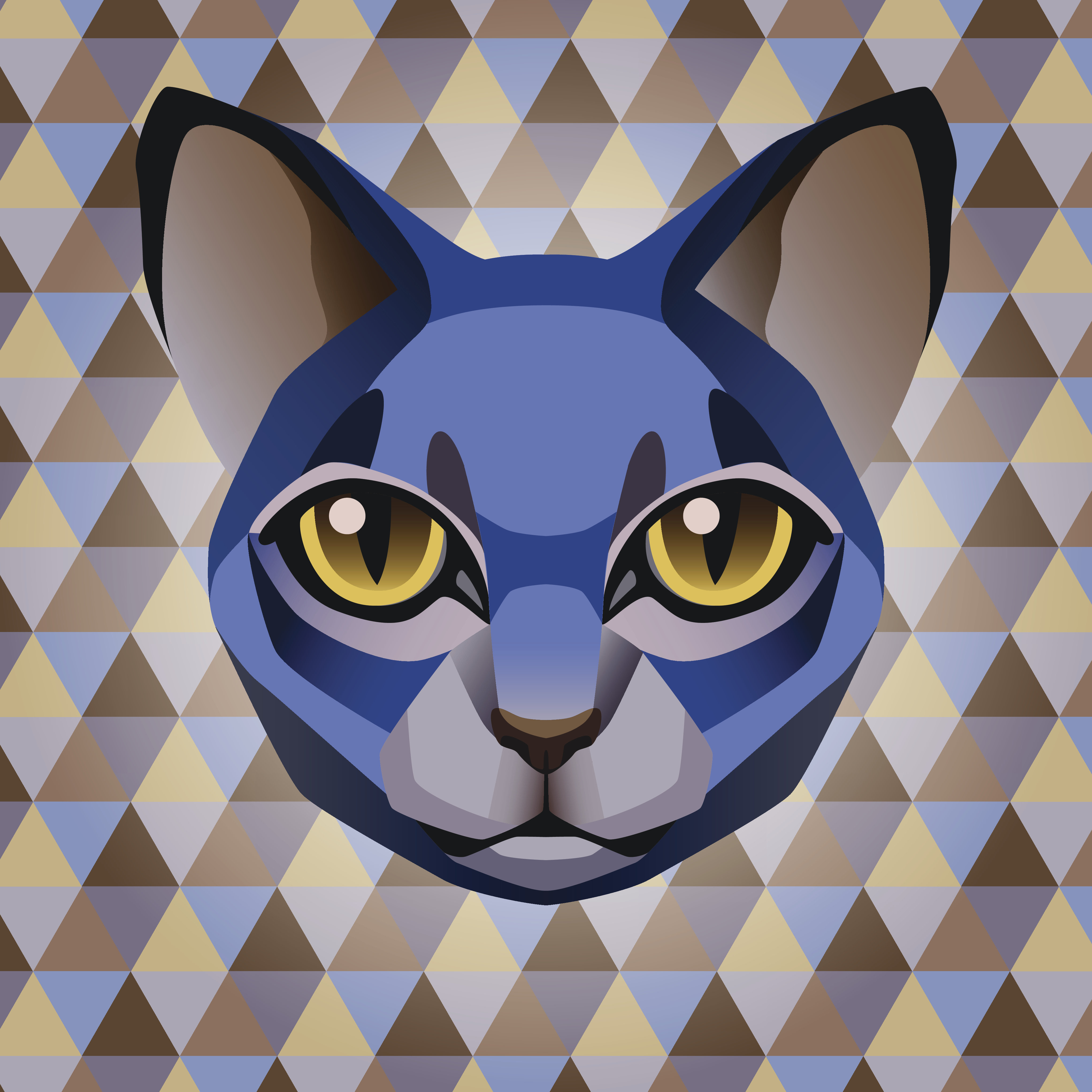 Bungalow Rose Abstract Blue Cat by D-Naya - Wrapped Canvas Graphic Art ...