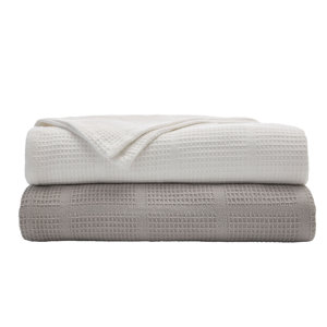 Kenneth Cole Waffle Grid Solid Cotton Blanket & Reviews | Wayfair