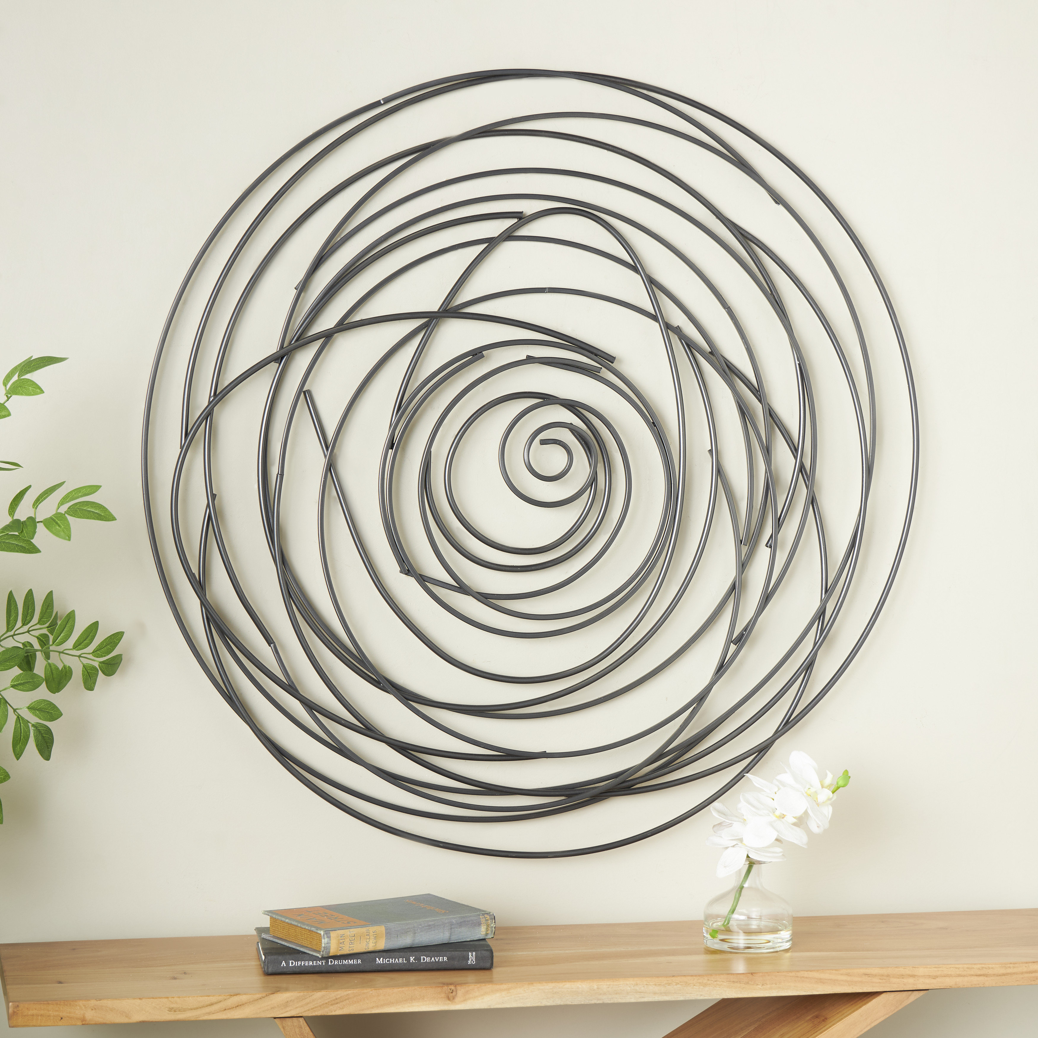 Wrought Studio™ Round Overlapping Lines Abstract Wall Decor | Wayfair