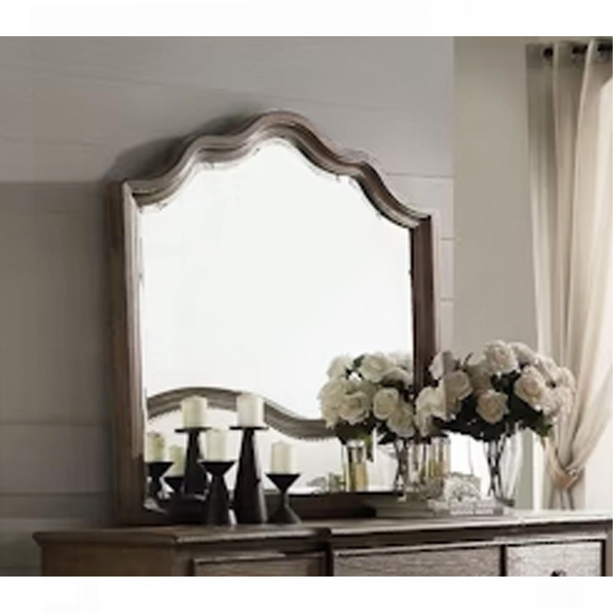 Lark Manor™ Weathered Oak Finish Mirror With Beveled Edge And Rich Wood ...