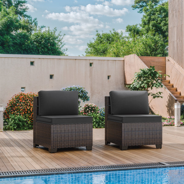 Ebern Designs Rosalba 2-Piece Modern Outdoor Chaise Lounge Set With ...