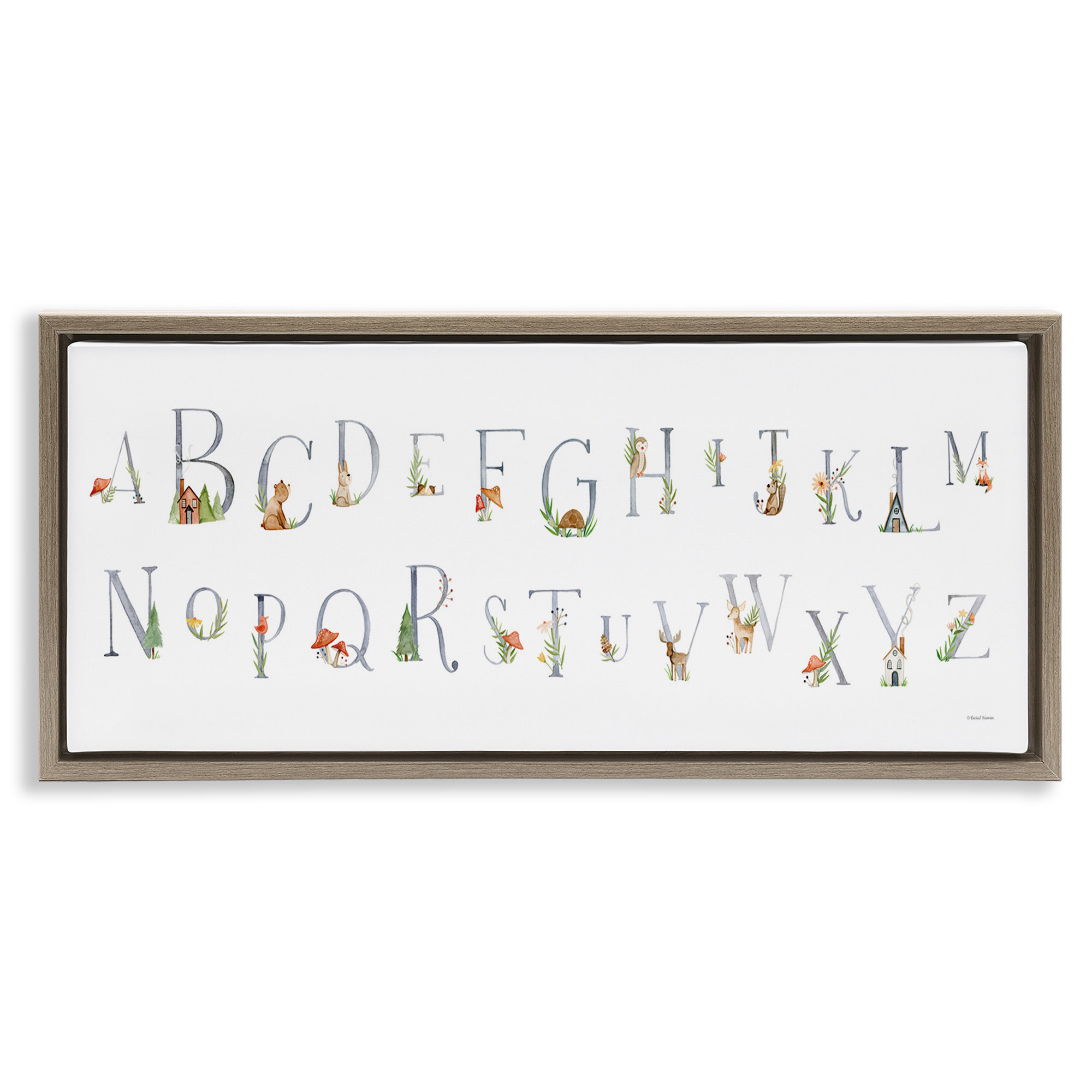 August Grove® Country Cottage Alphabet Framed Floater Canvas Wall Art ...