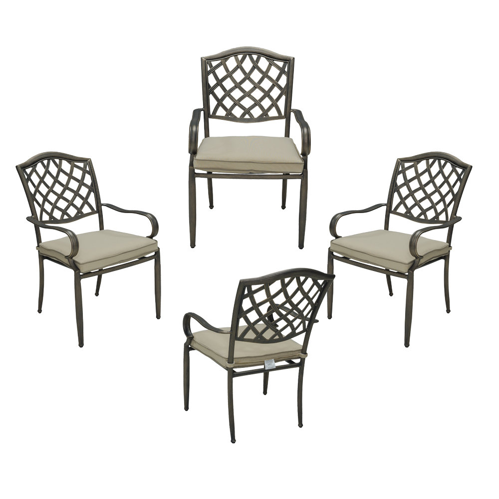 Canora Grey Turbeville Cast Aluminum Outdoor Arm Dining Chair Patio ...