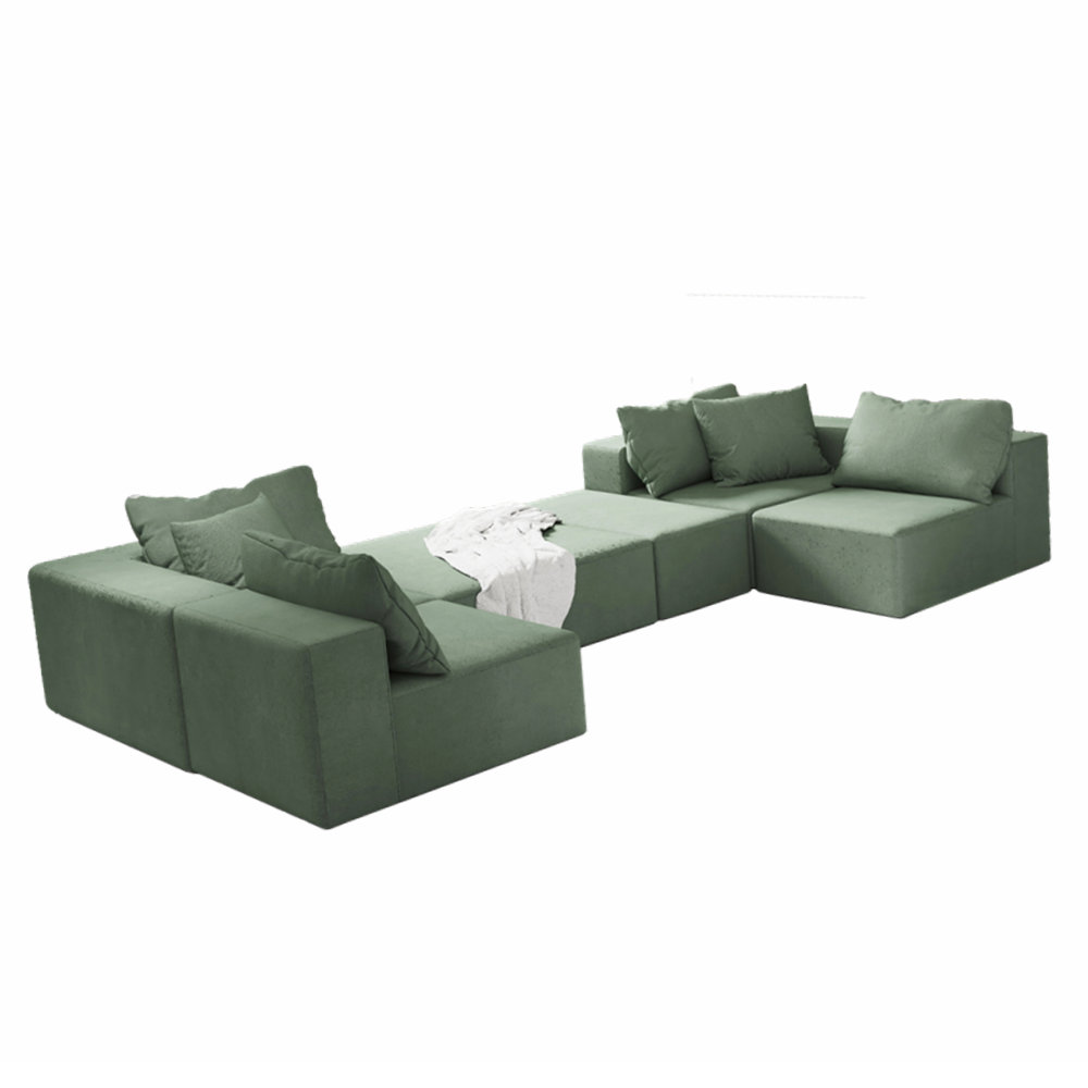 Hokku Designs Modular Shaped Sectional Sofa Set With 6 Pillows Free ...