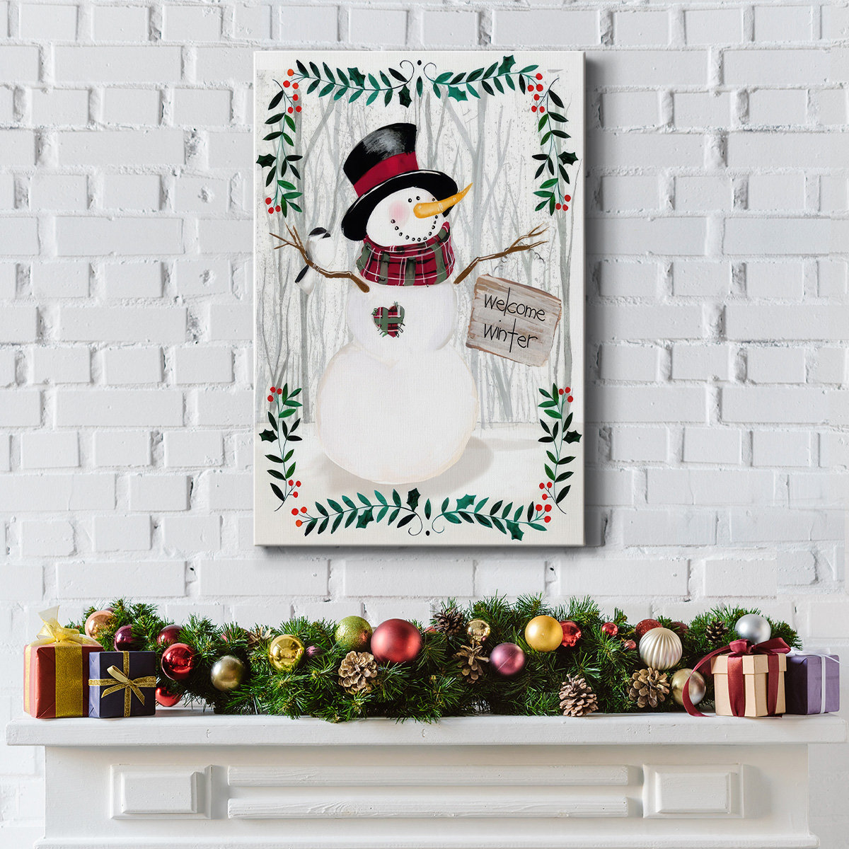 The Holiday Aisle® Folk Snowman Forest I | Wayfair