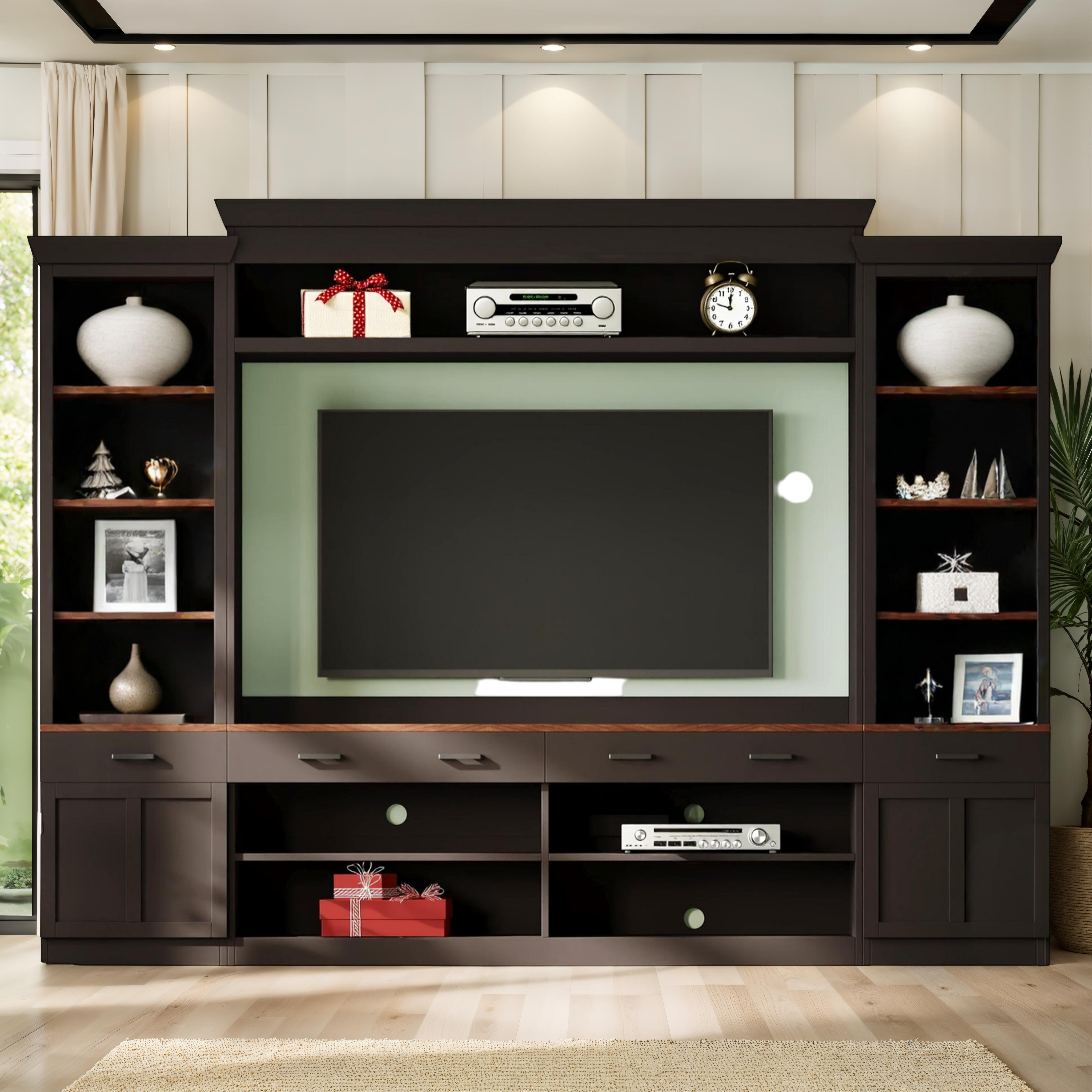 Red Barrel Studio® Farmhouse 4-Piece Entertainment Wall Unit Set with ...