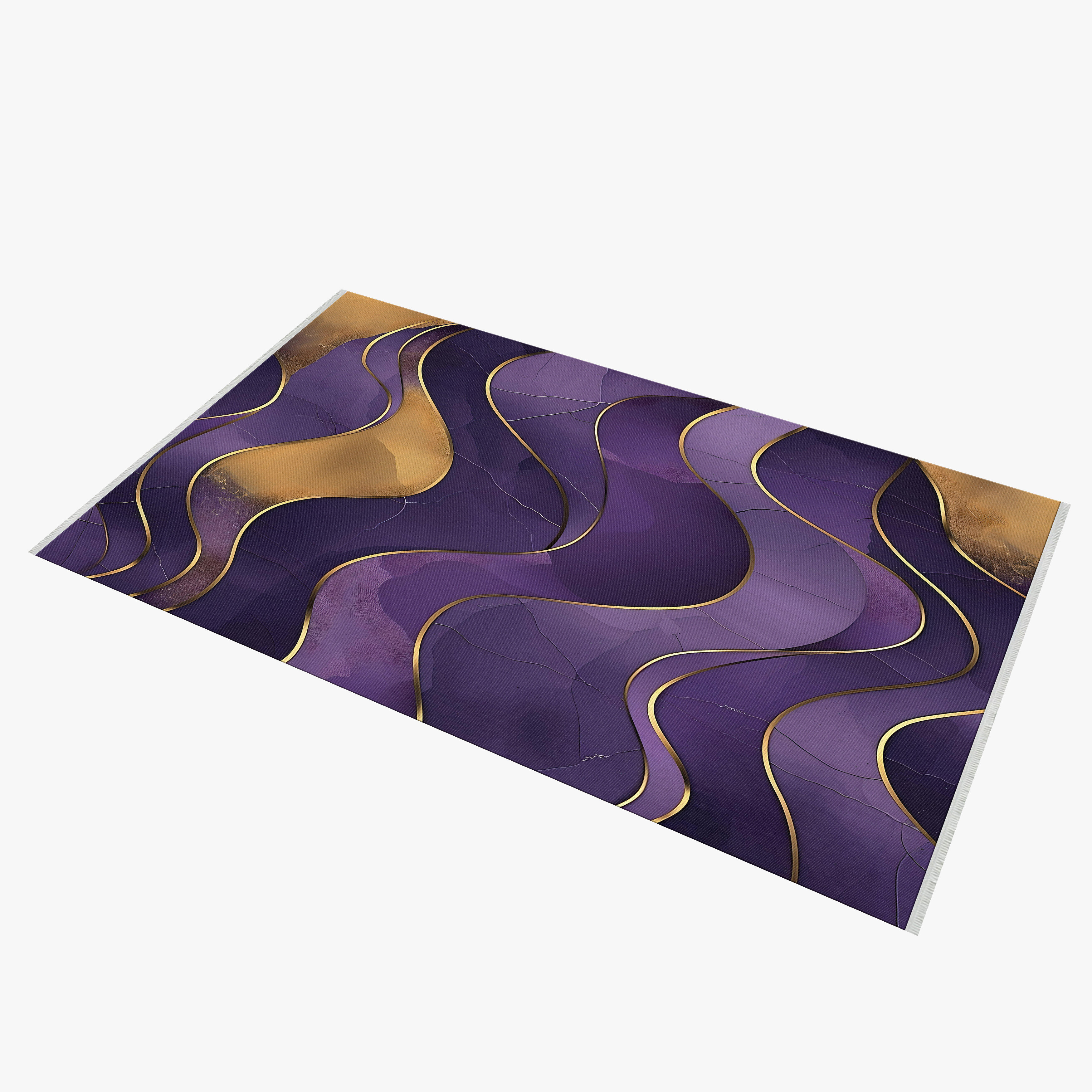 Ivy Bronx Abstract Waves Rug - Purple, Gold, And Ivory | Wayfair