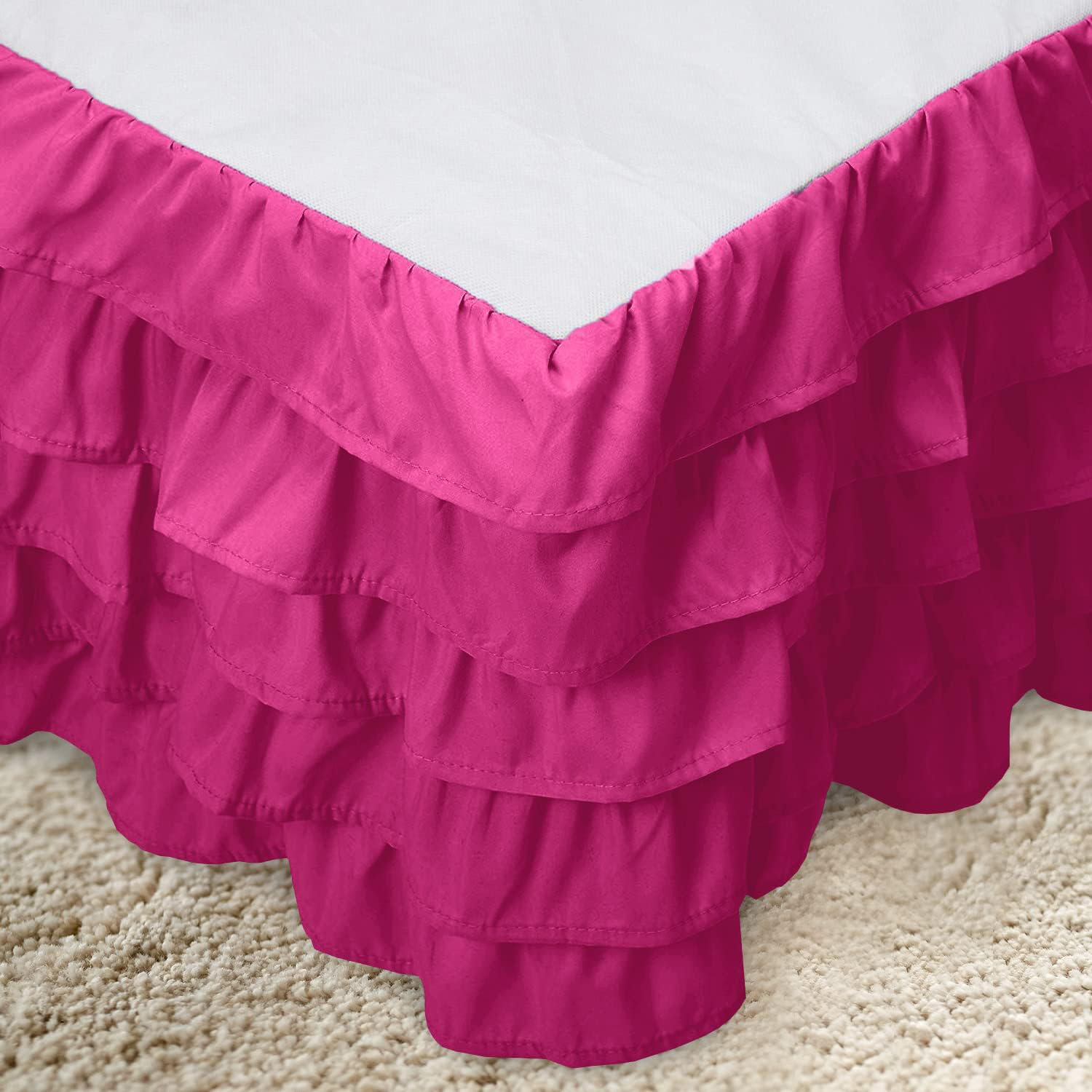 RAPTIZ Collection Multi-Ruffle Bed Skirt, 1500 Thread Count Egyptian ...