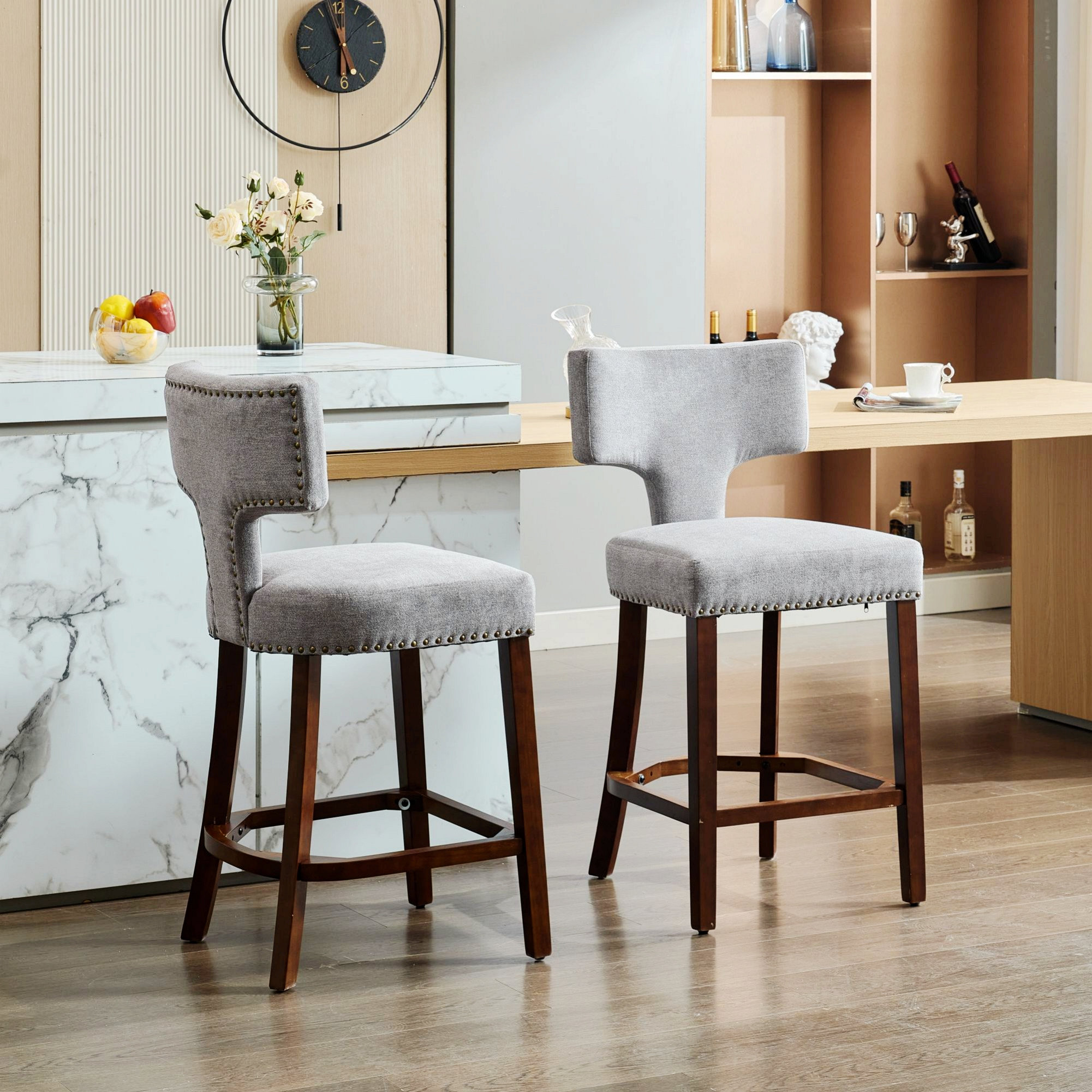 Darby Home Co Set Of 2 Counter Height Bar Stools, Upholstered Accent ...