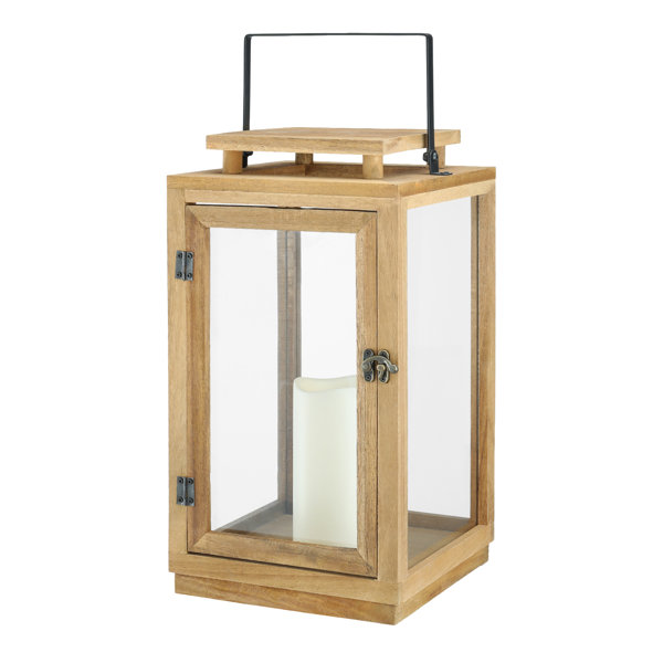 Millwood Pines Wood Tabletop Lantern with Candle Included | Wayfair
