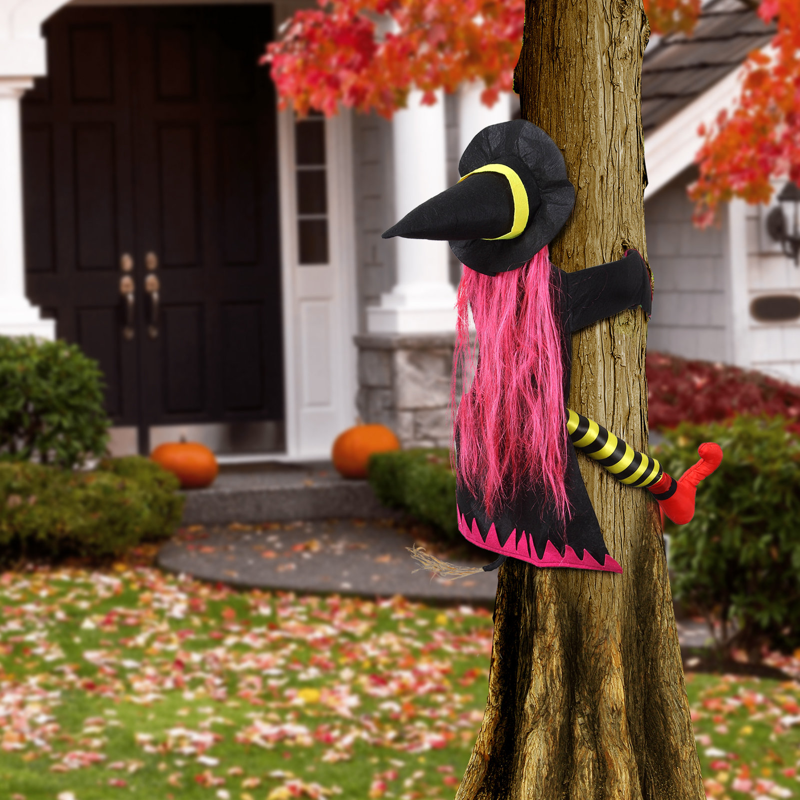 The Holiday Aisle® Crashing Witch Into Tree Halloween Decoration ...