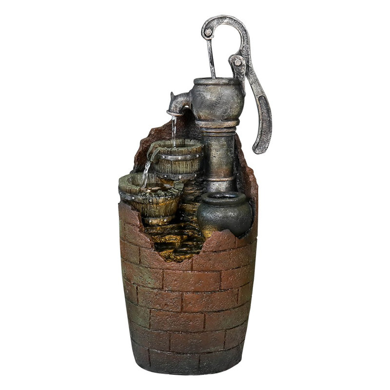 Millwood Pines 32.6" 4-Tier Outdoor Tall Bucket Fountain | Wayfair