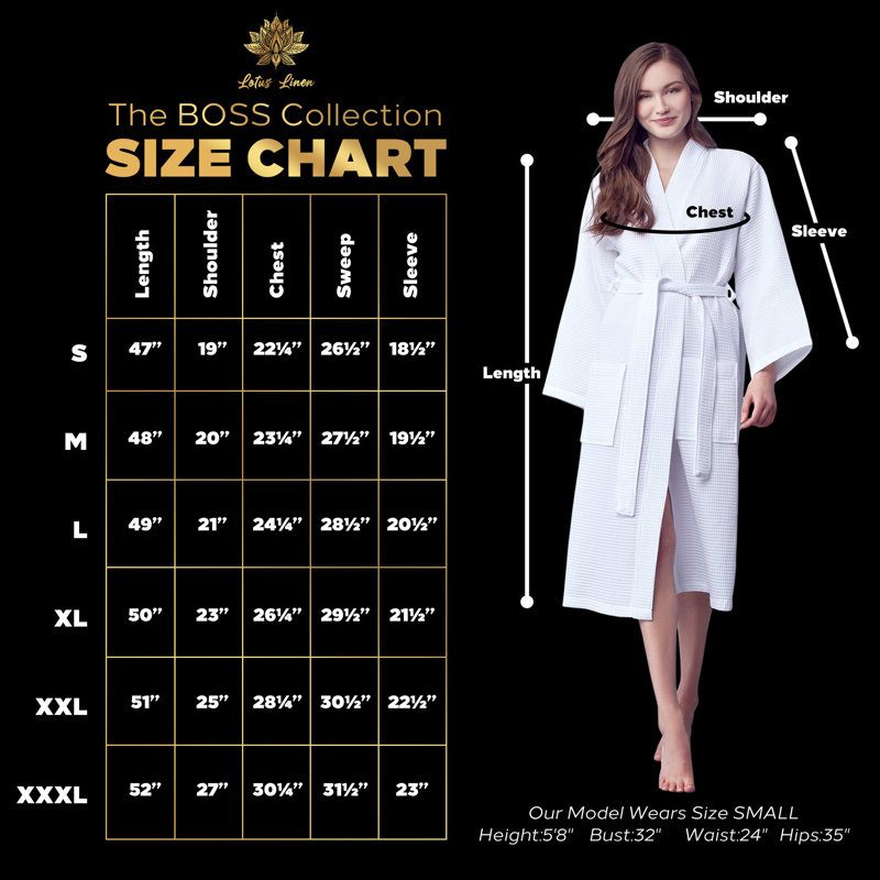 LOTUS LINEN Waffle Kimono Lightweight Robes - Cotton Bath Robe ...