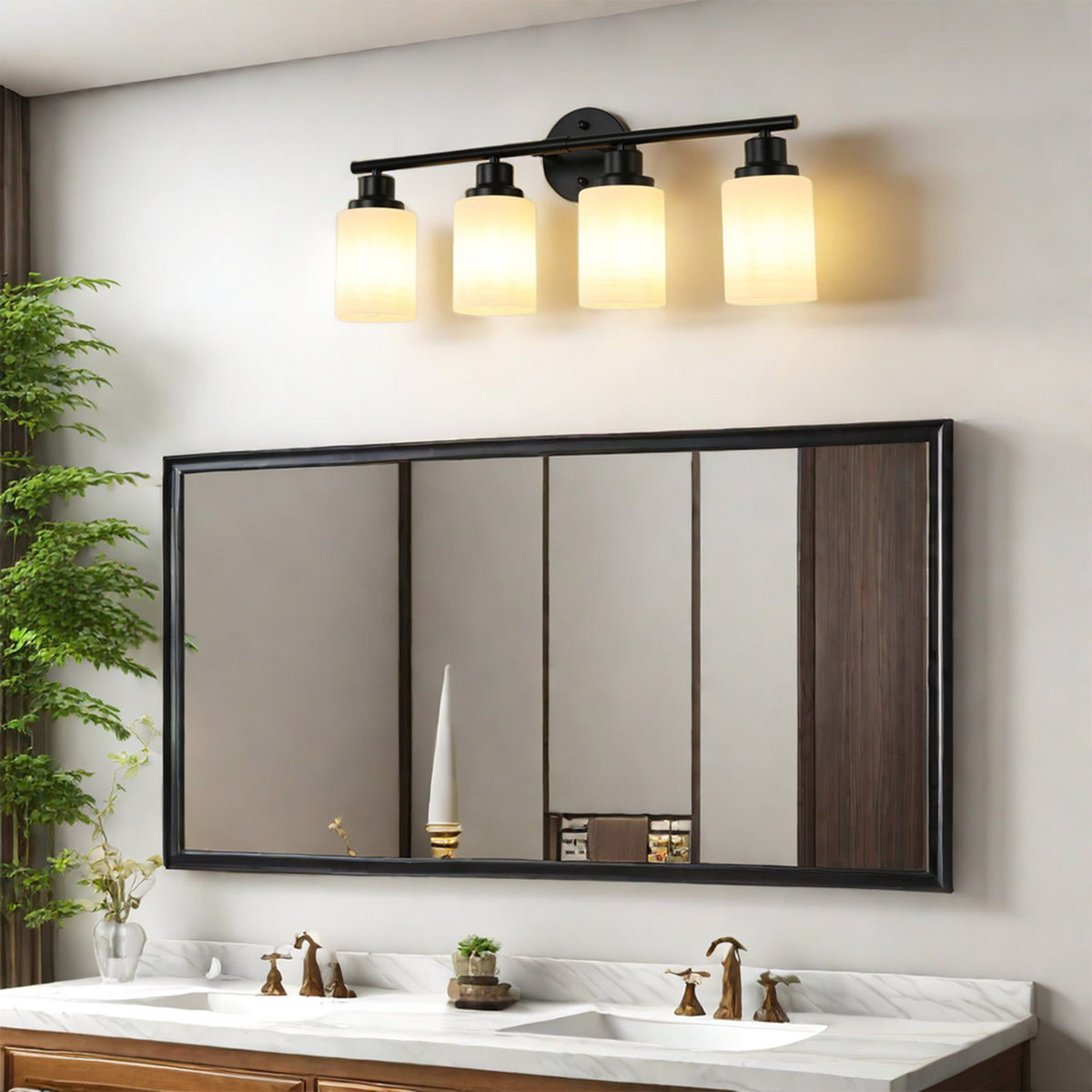 Ebern Designs Edjamboya Modern Bathroom Lighting with Frosted Glass ...