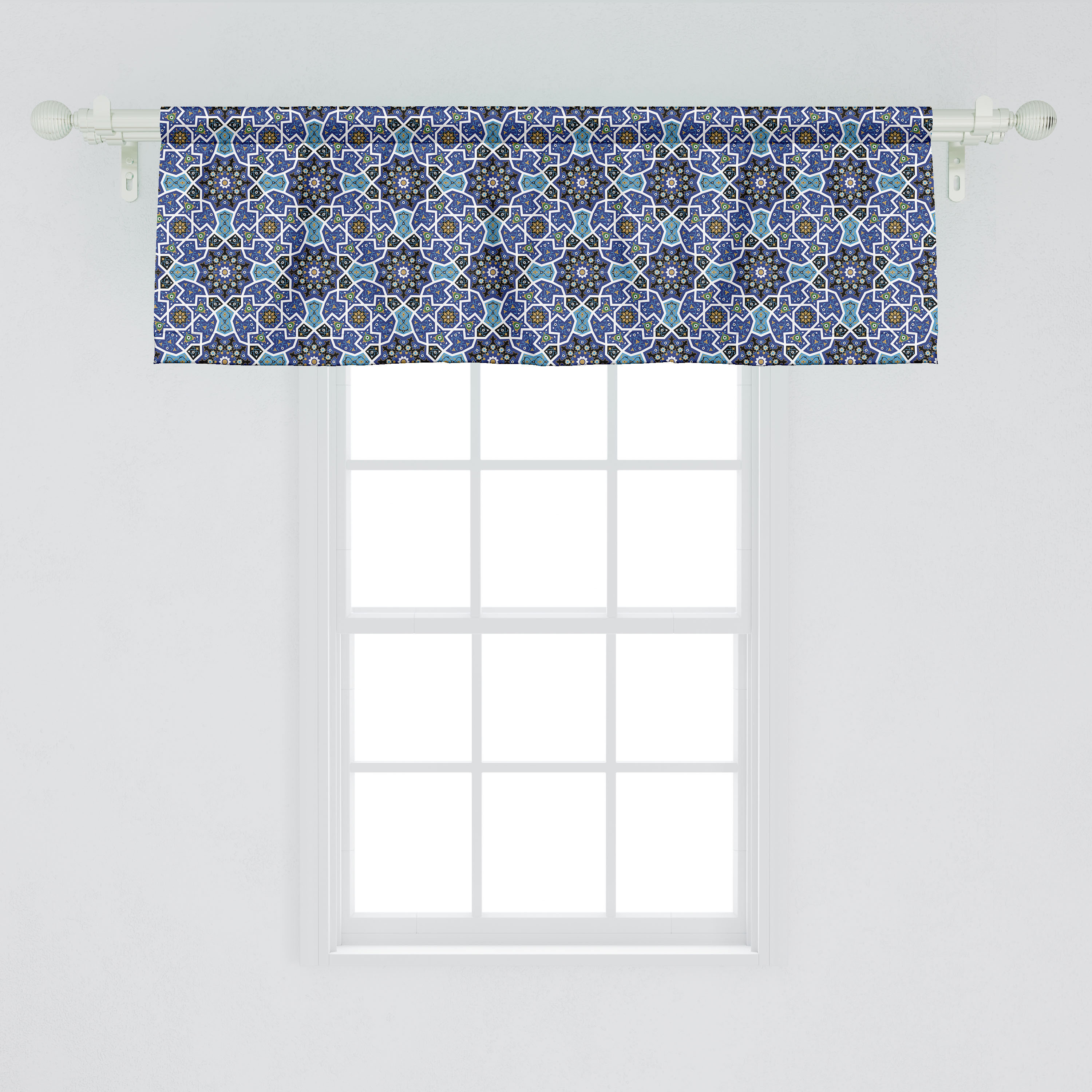 Ambesonne Moroccan Valance Pack of 2 Persian Gypsy Design - Royal Blue ...