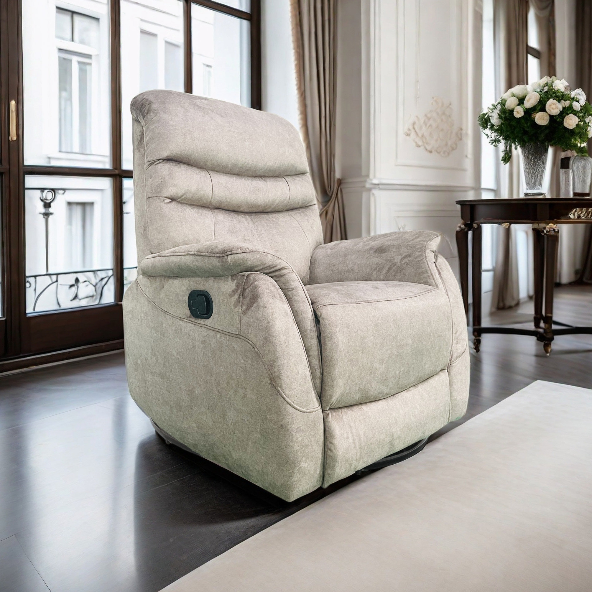 Hokku Designs Velvet Fabric Lift Assist Power Push Button Recliner ...