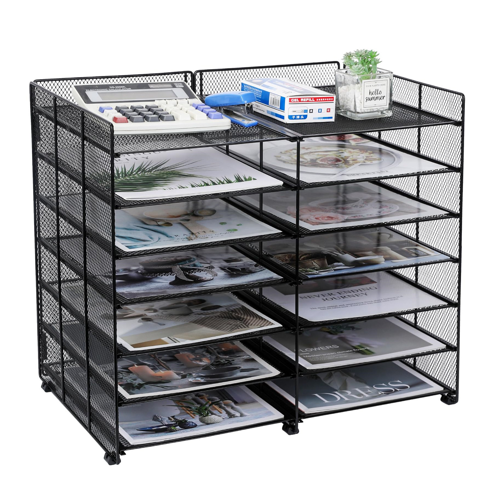 Inbox Zero 7-Tier Desktop Organizer, Adjustable, 12 Compartments, Black ...