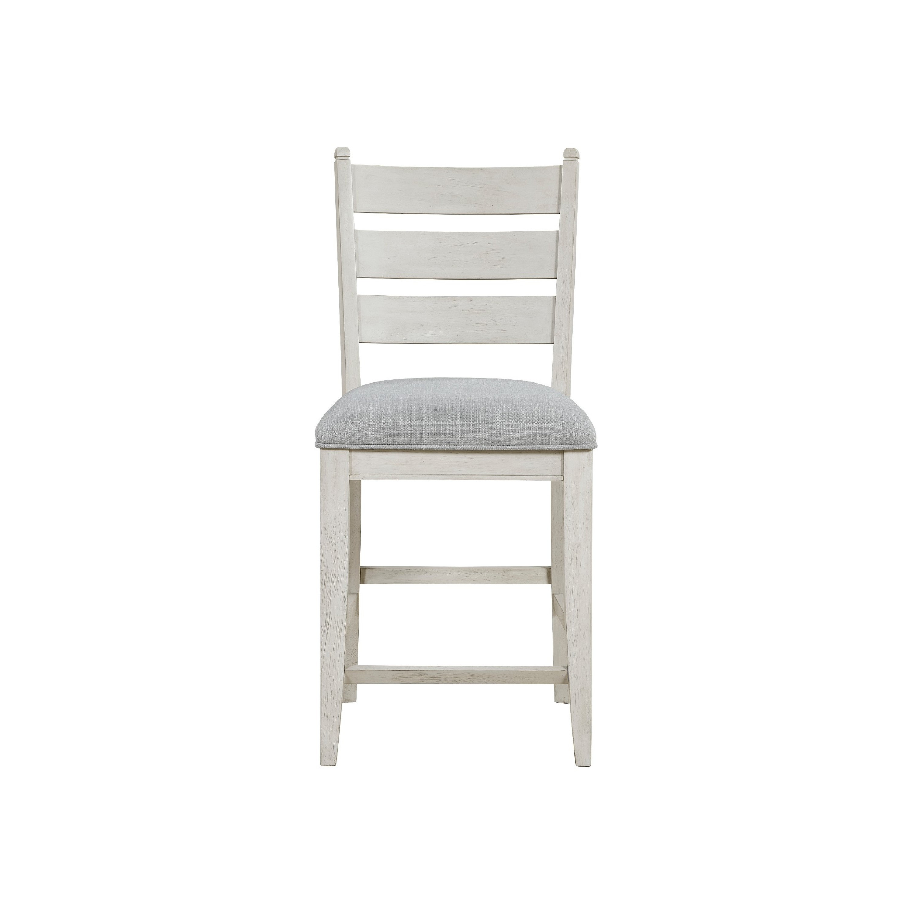 Benjara Wen Counter Height Chair Set Of 2, Fabric Seat, Weathered White ...