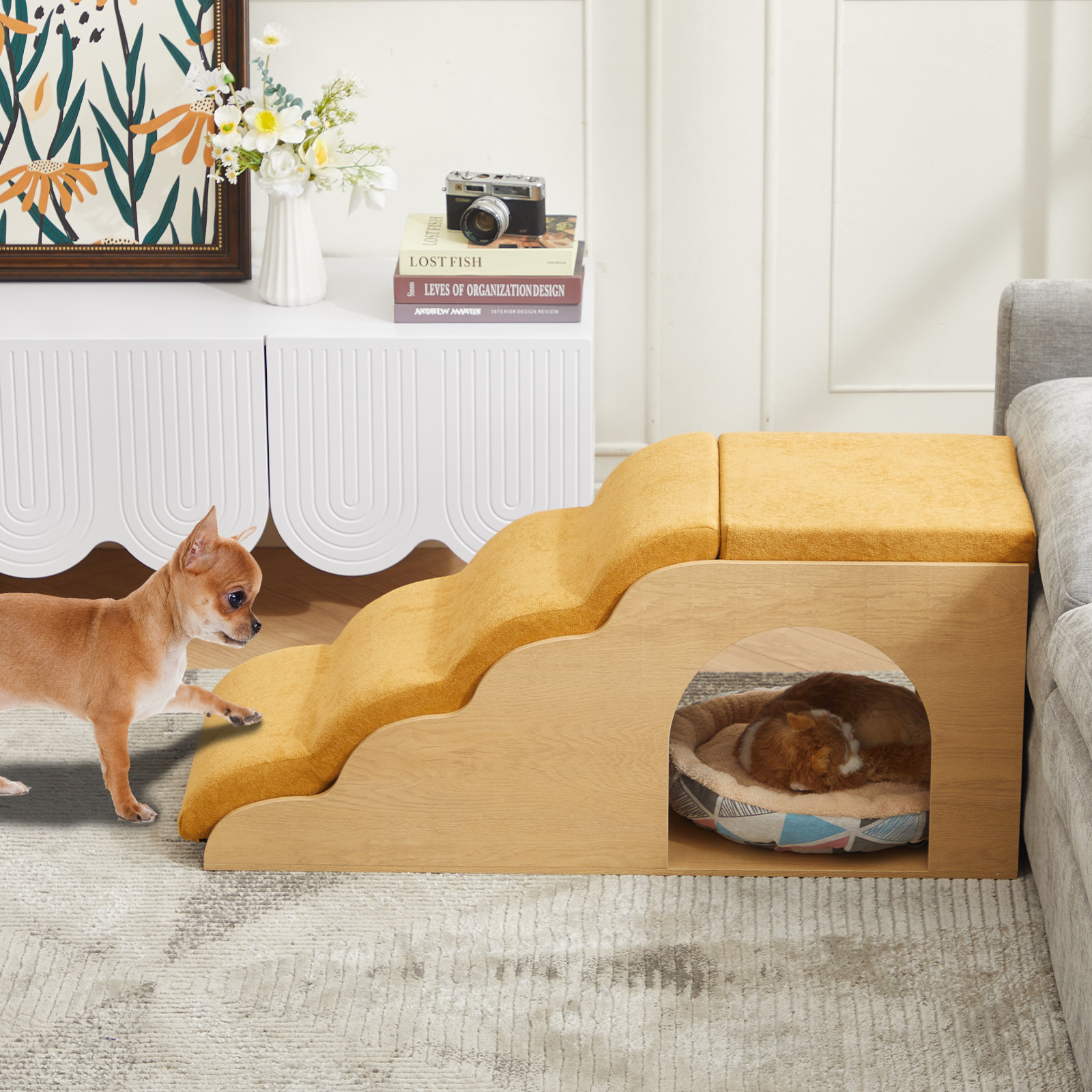 Tucker Murphy Pet™ Wooden Pet Stairs With Padded Ramp & Resting Area Or ...