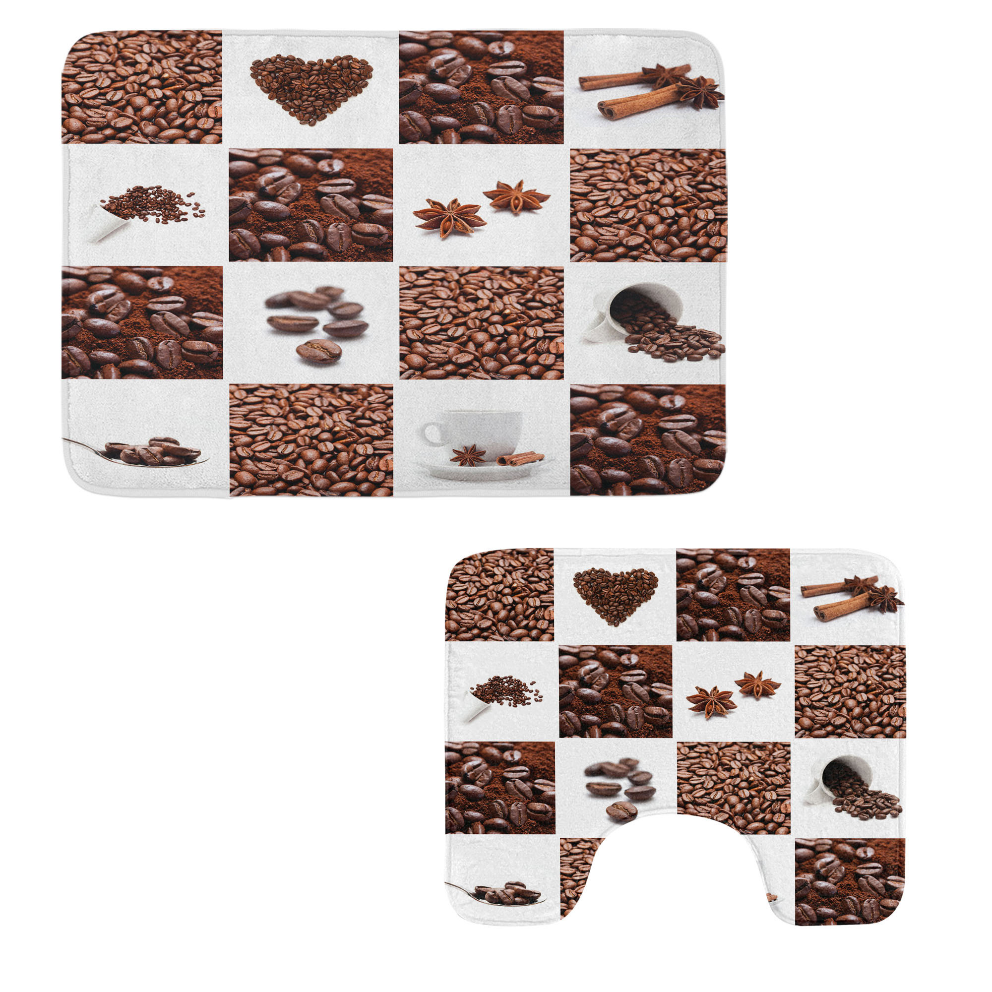 East Urban Home Coffee Bathroom Rug Set 2 Pieces Rectangle & Contour ...