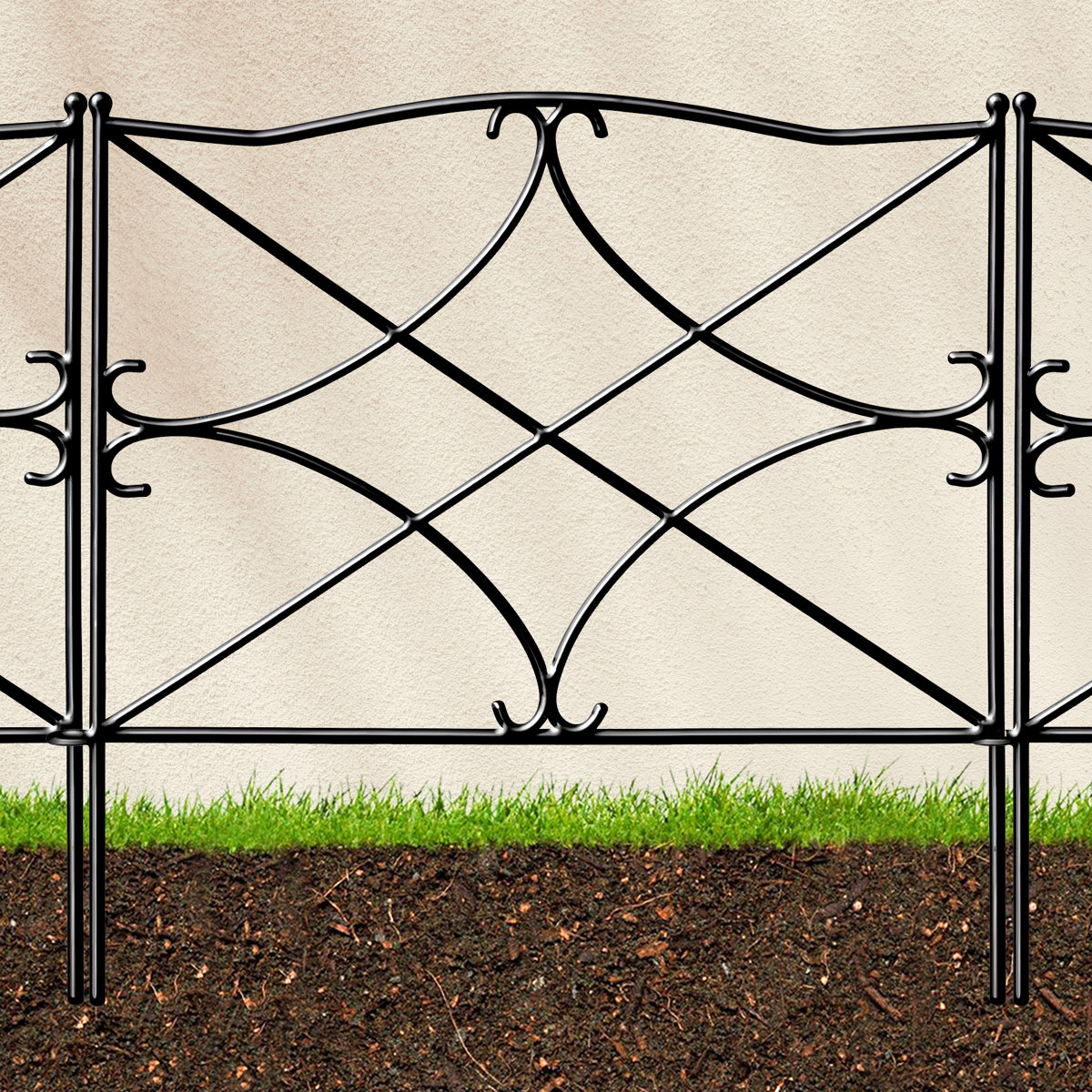 Red Barrel Studio® 24'' H x 24'' W Black Metal Fencing with 5 Panels(s ...