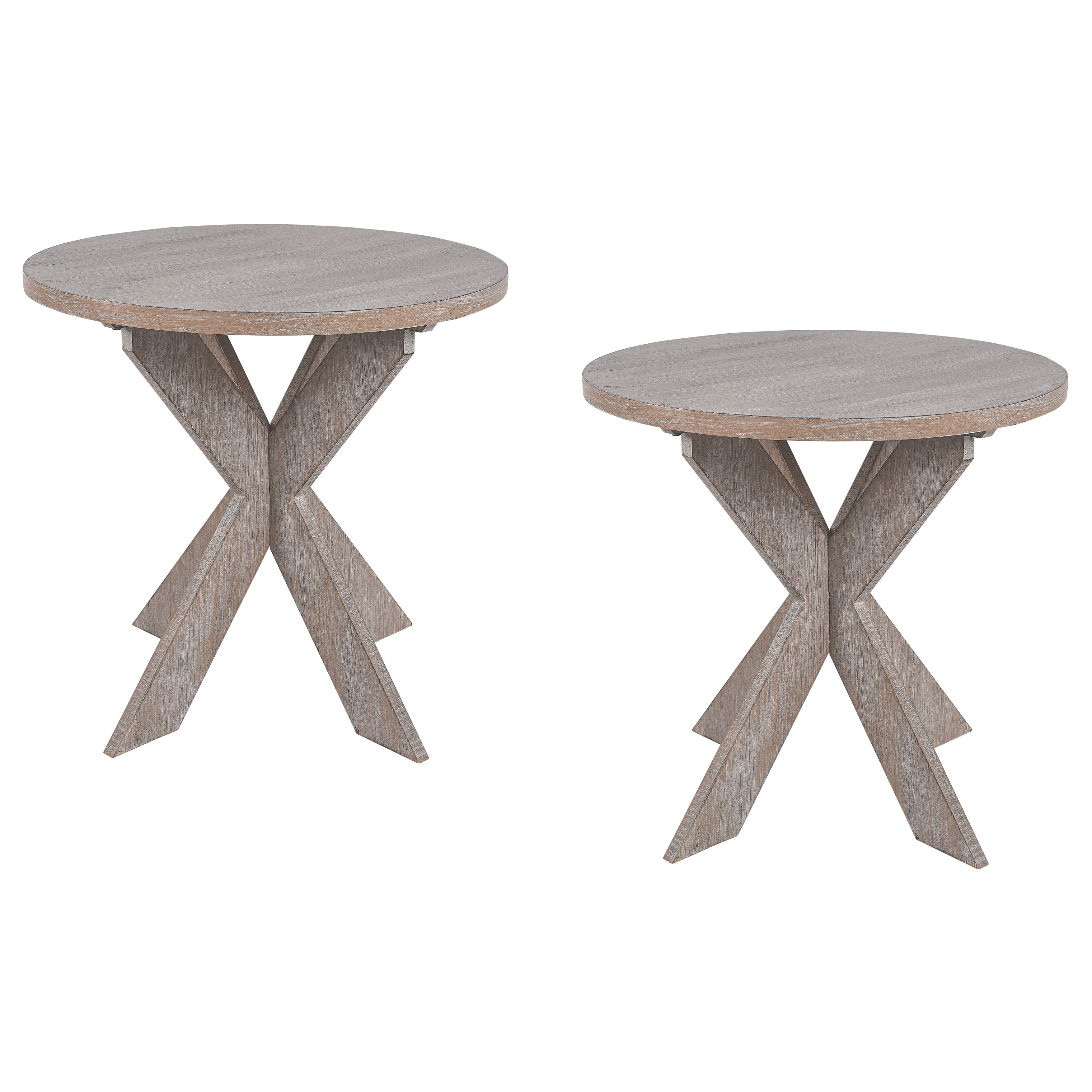 Gracie Oaks Agda Farmhouse Cross Leg end Table, French Country Round ...