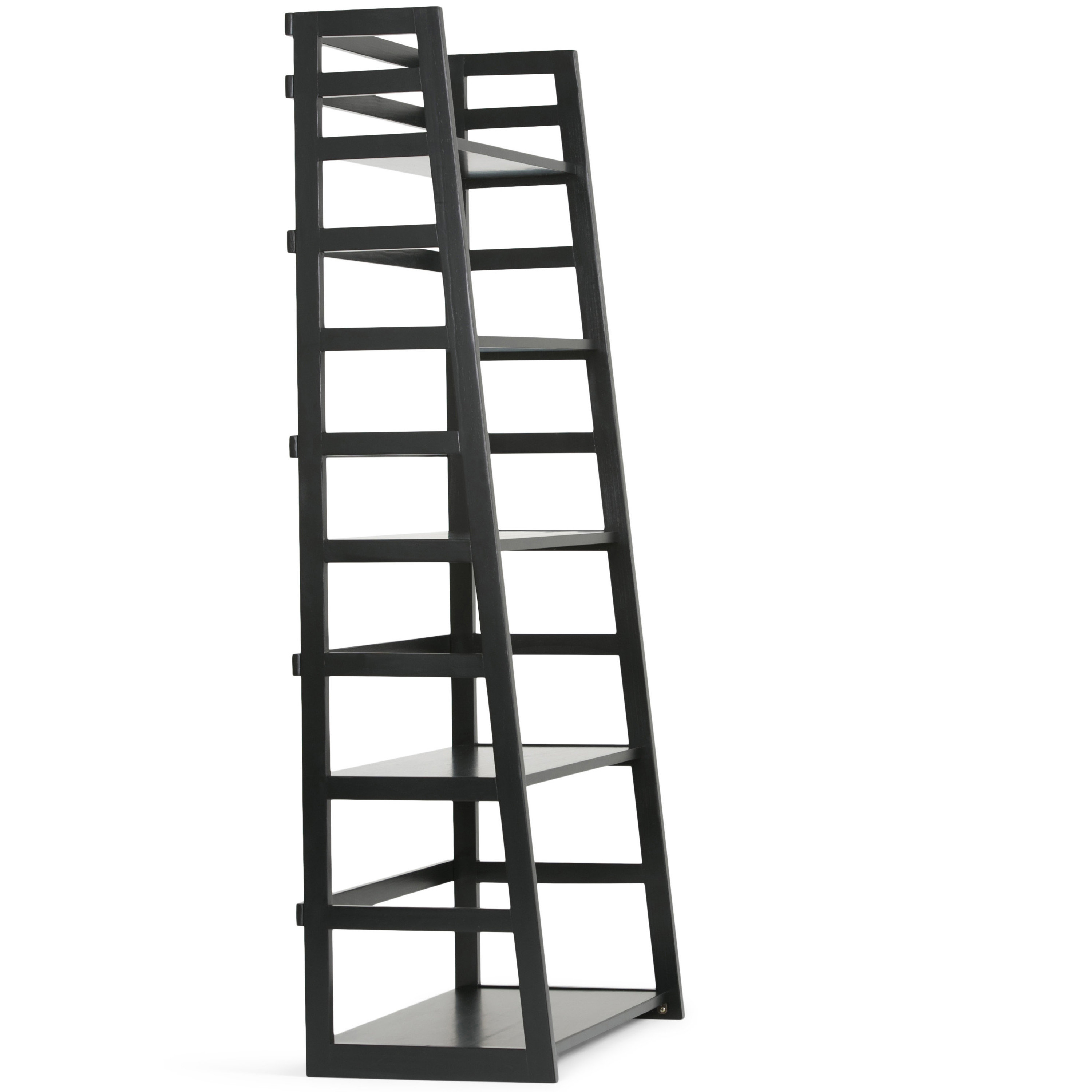 Simpli Home Acadian 30"W Solid Wood 5 Shelf Ladder Bookcase with Open ...