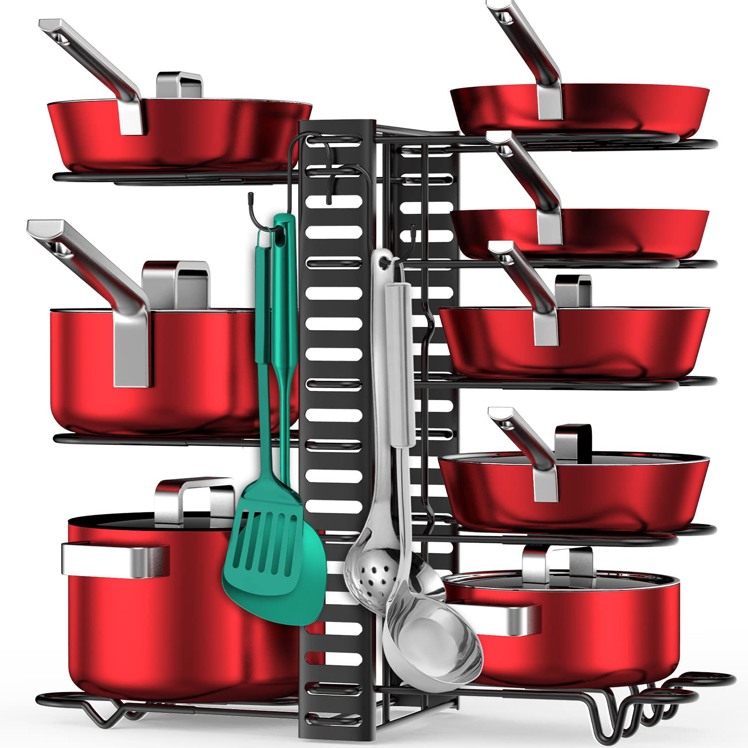 Prep & Savour Cabinet Pots And Pans Organizer With 2 Hooks, Adjustable ...