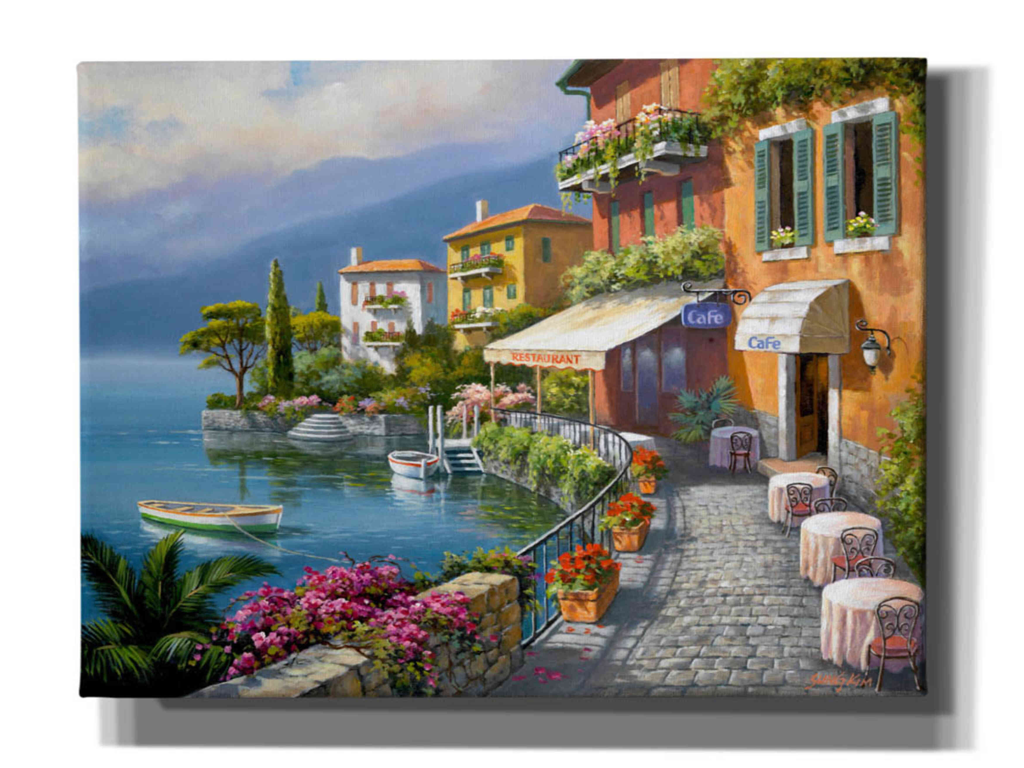 Red Barrel Studio® Seaside Bistro Cafã© by Sung Kim - Wrapped Canvas ...