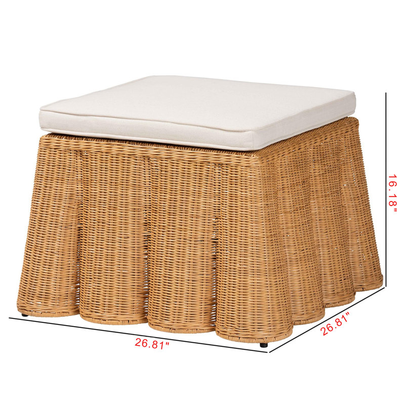 Bay Isle Home™ Alps Natural Honey Scallop Rattan Ottoman | Wayfair