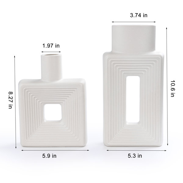 Ivy Bronx Joselyn 2 Piece Ceramic Table Vase Set & Reviews | Wayfair