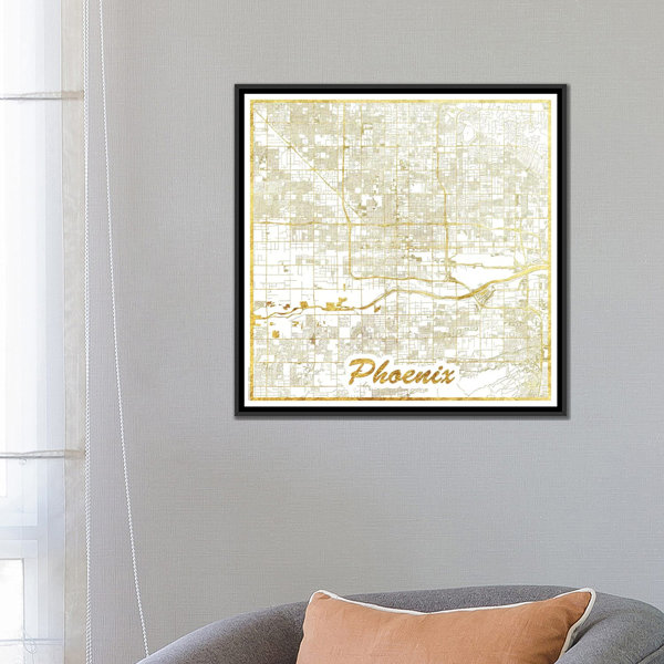 Bless international 'Phoenix Gold Leaf Urban Blueprint Map' Graphic Art ...