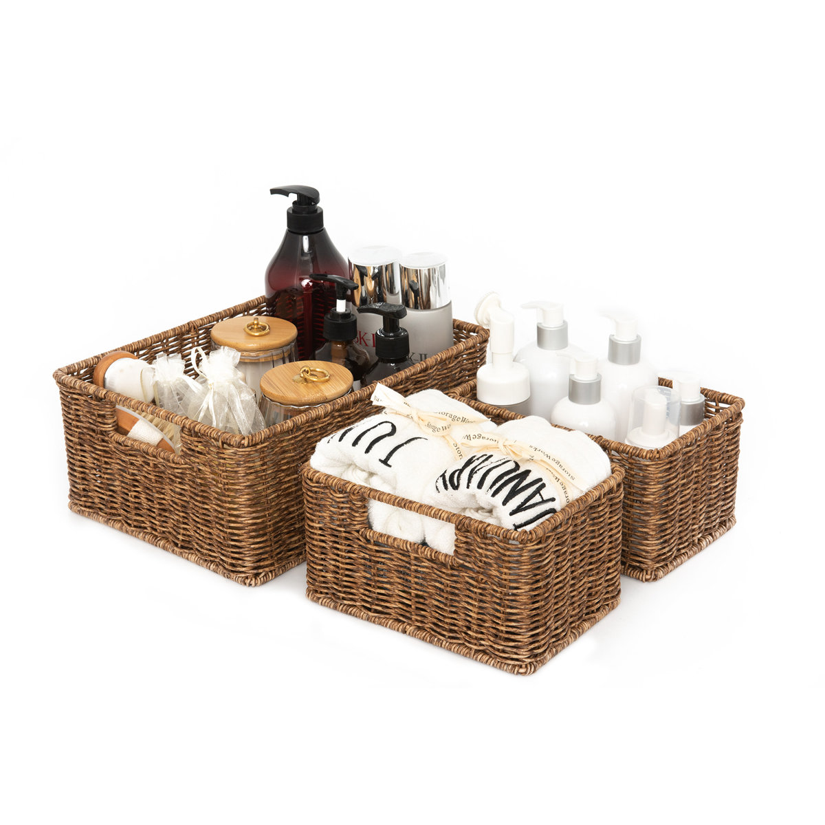 Bayou Breeze Bayou 3 Piece Wicker Storage Basket Set & Reviews | Wayfair