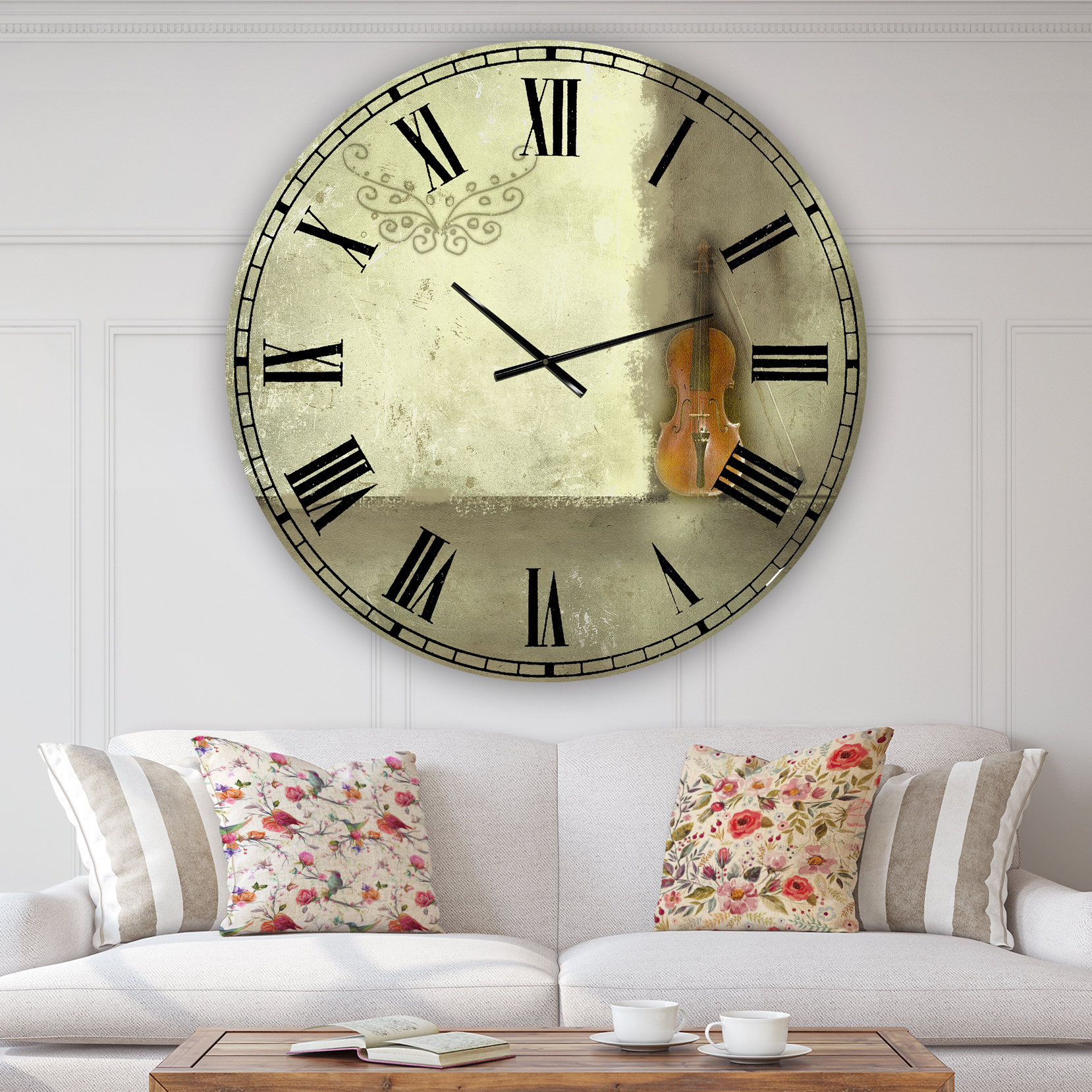 East Urban Home Resting Notes - Oversized Cottage Wall Clock | Wayfair
