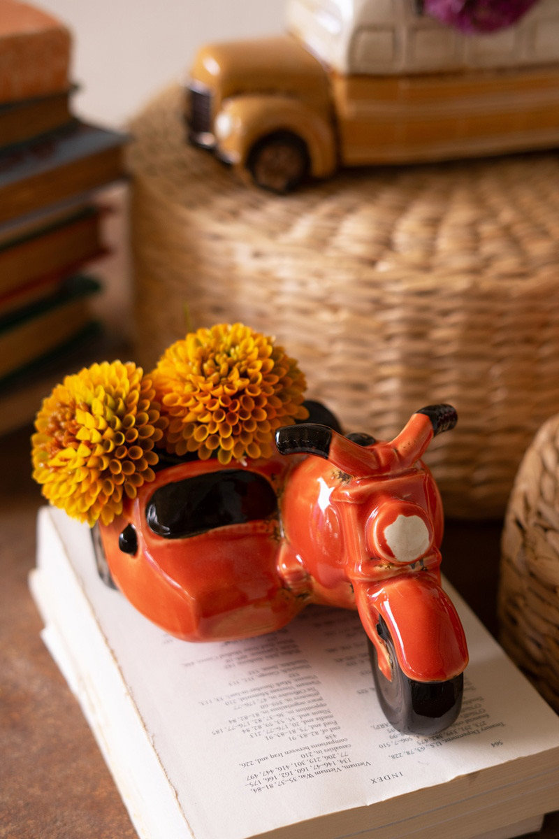 Trinx Ceramic Motorcycle With Sidecar Planter - Wayfair Canada