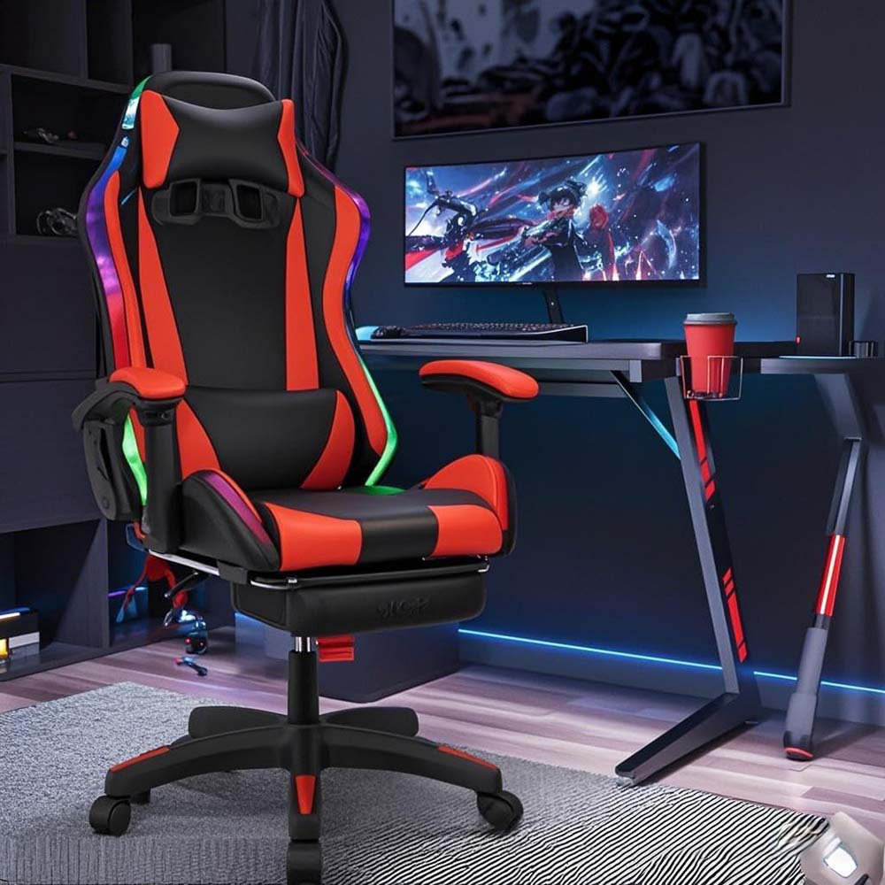 Inbox Zero Gaming Chair With Bluetooth Speakers, RGB LED Lights ...