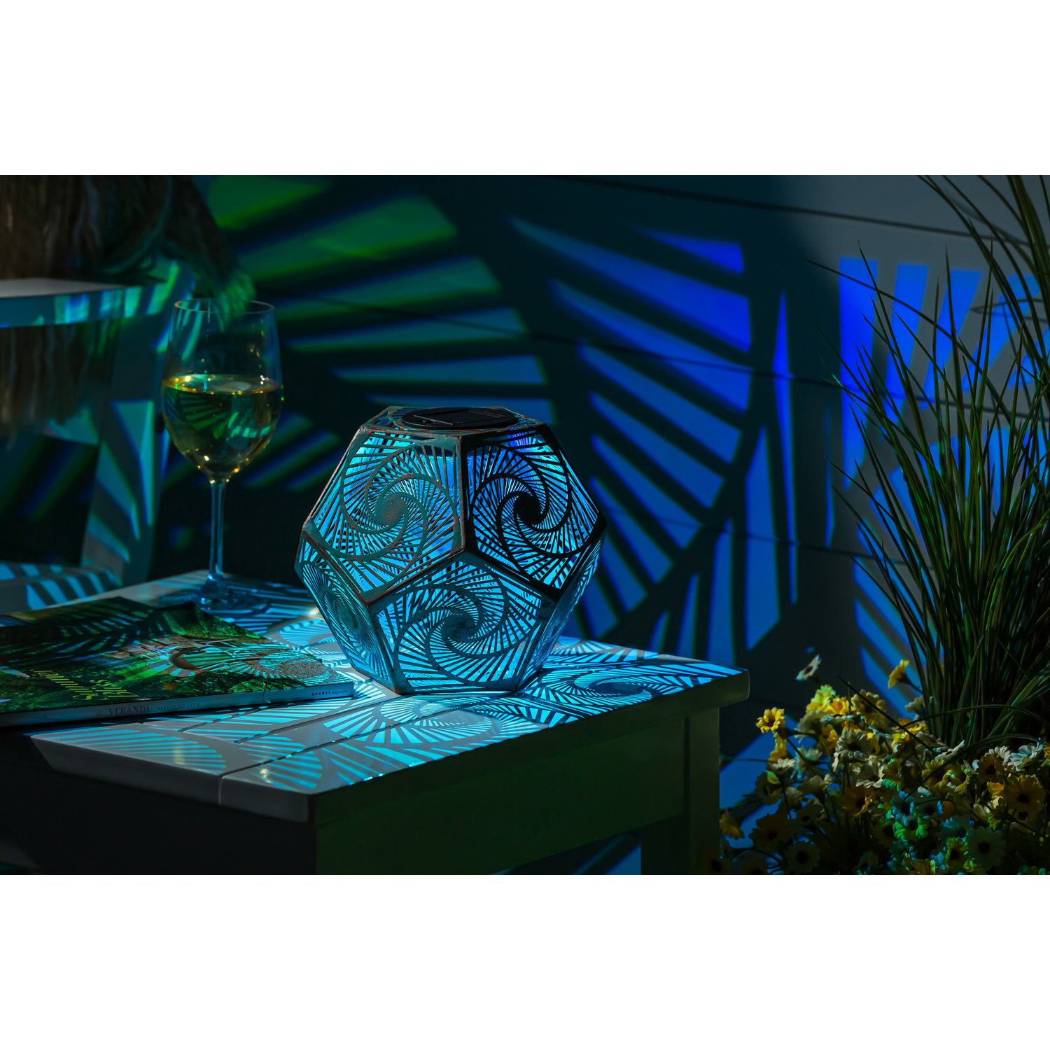 Evergreen Enterprises, Inc Solar Color Changing Metal Cut Out Lantern ...