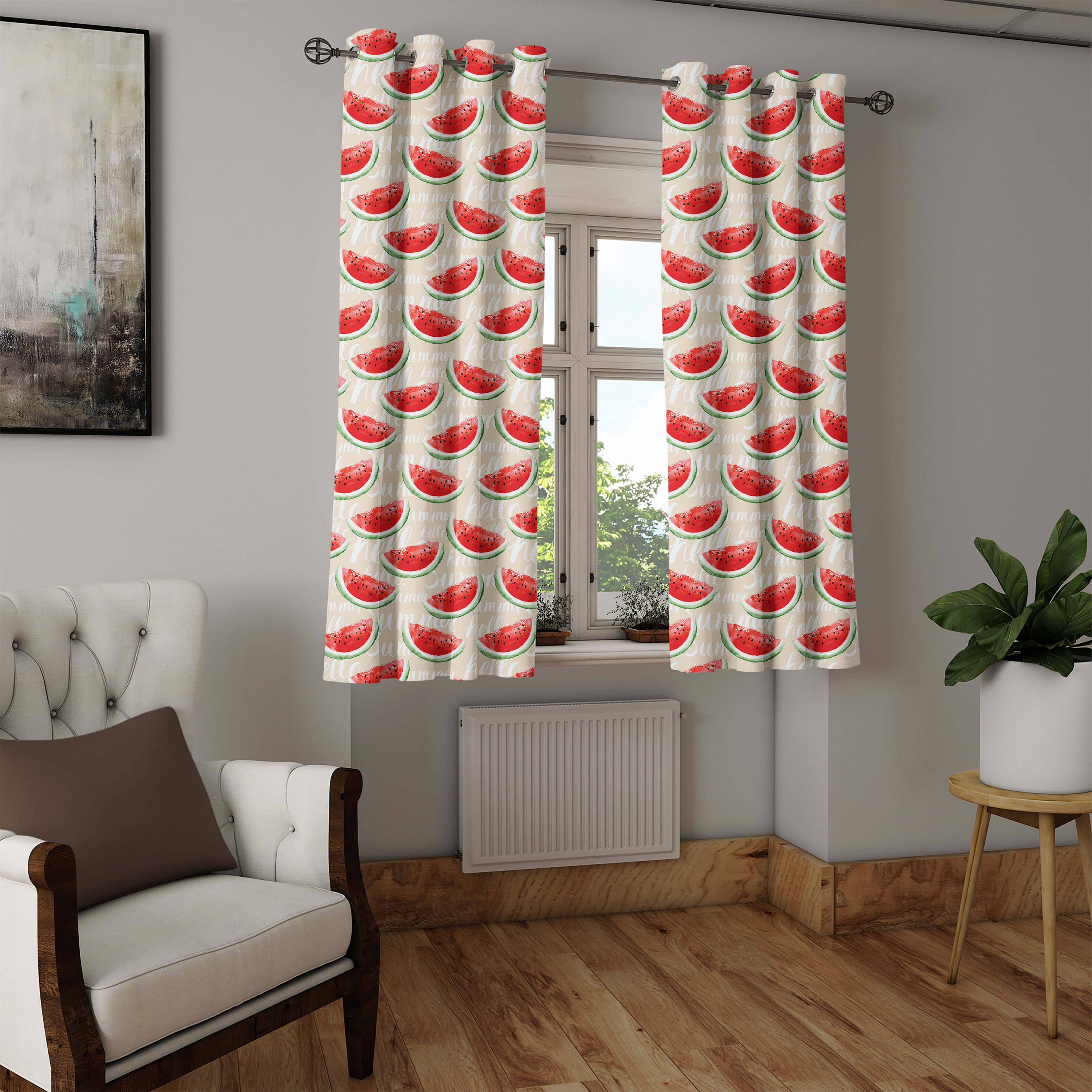 East Urban Home Fruits Grommet Curtain Decorative 2-Panel Window Drapes ...