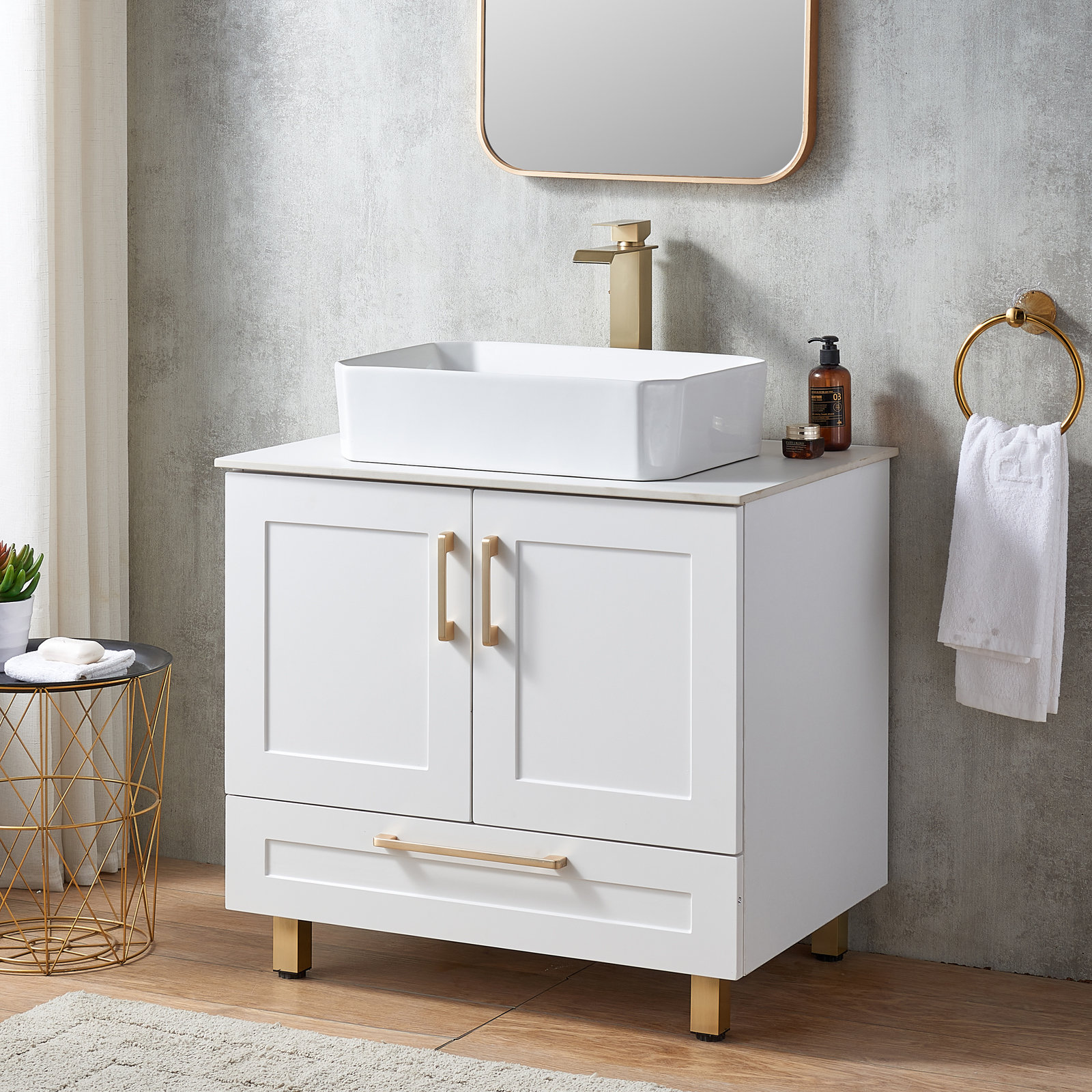 Mercer41 Nikkolas 30" White Modern Free-standing Single Vessel Bathroom ...