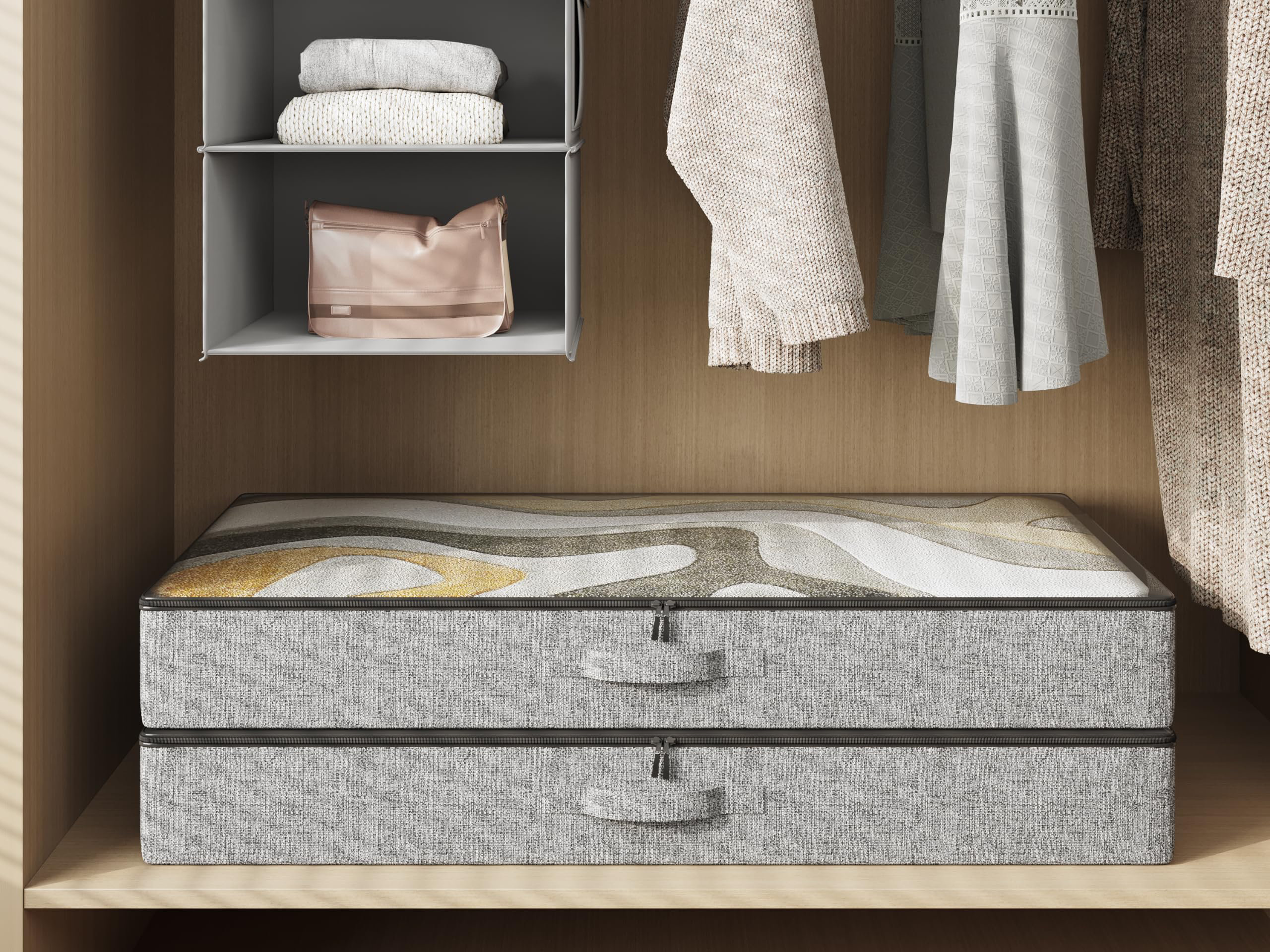 Rebrilliant 2-Pack 4.5" Under Bed Clothing Organizer With Solid Sides ...