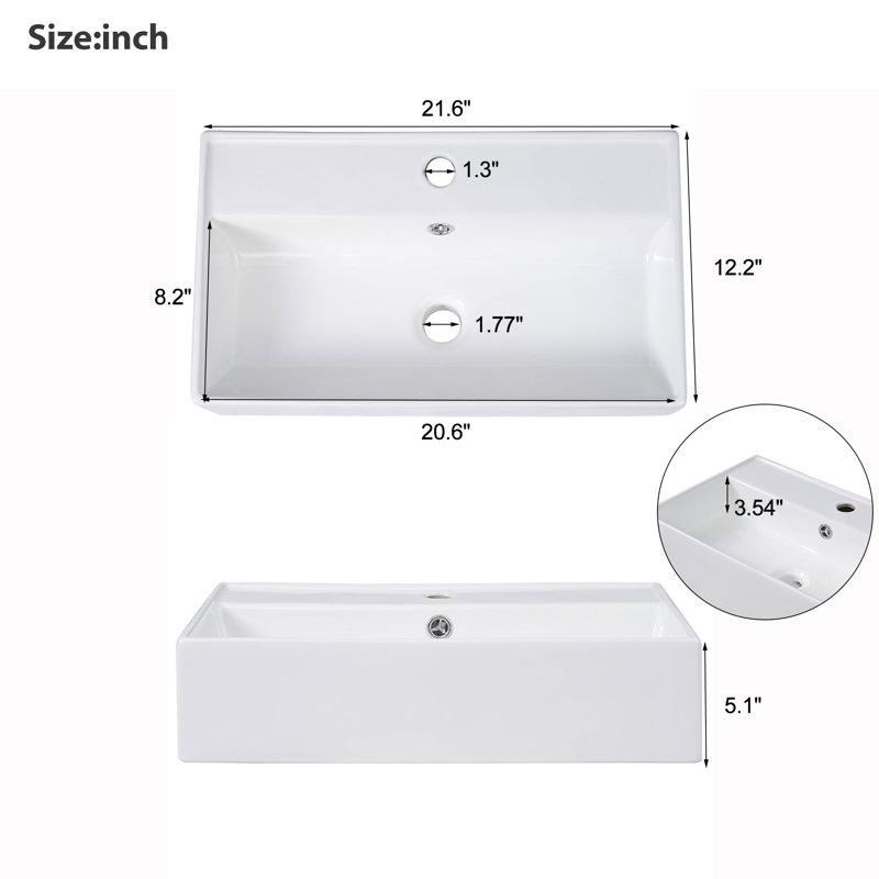 Aches 21.6 Inch Modern Floating Bathroom Vanity With Ceramic Basin ...