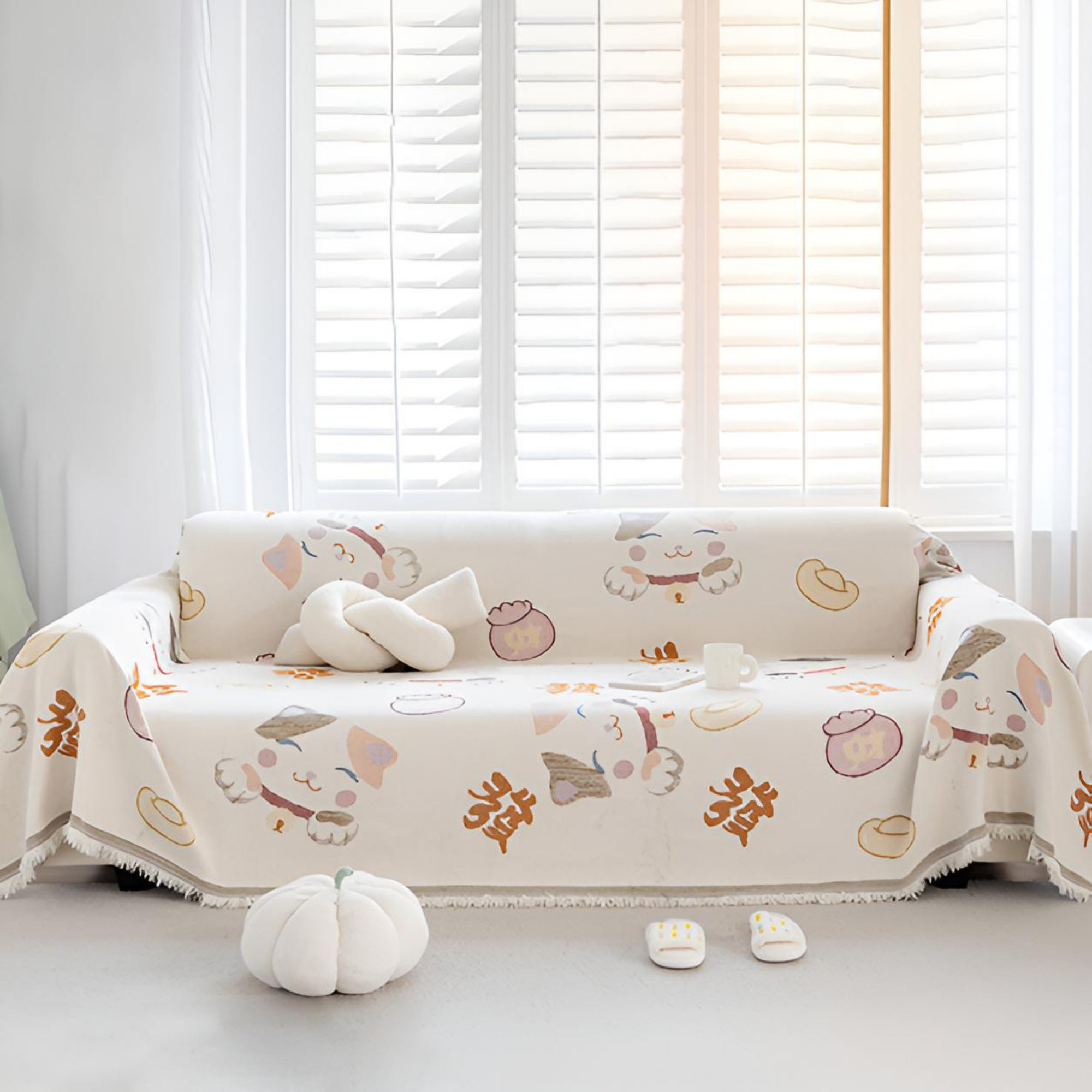 JINXI Simple Chenier Four Seasons Sofa Towel Skin Friendly Sand ...